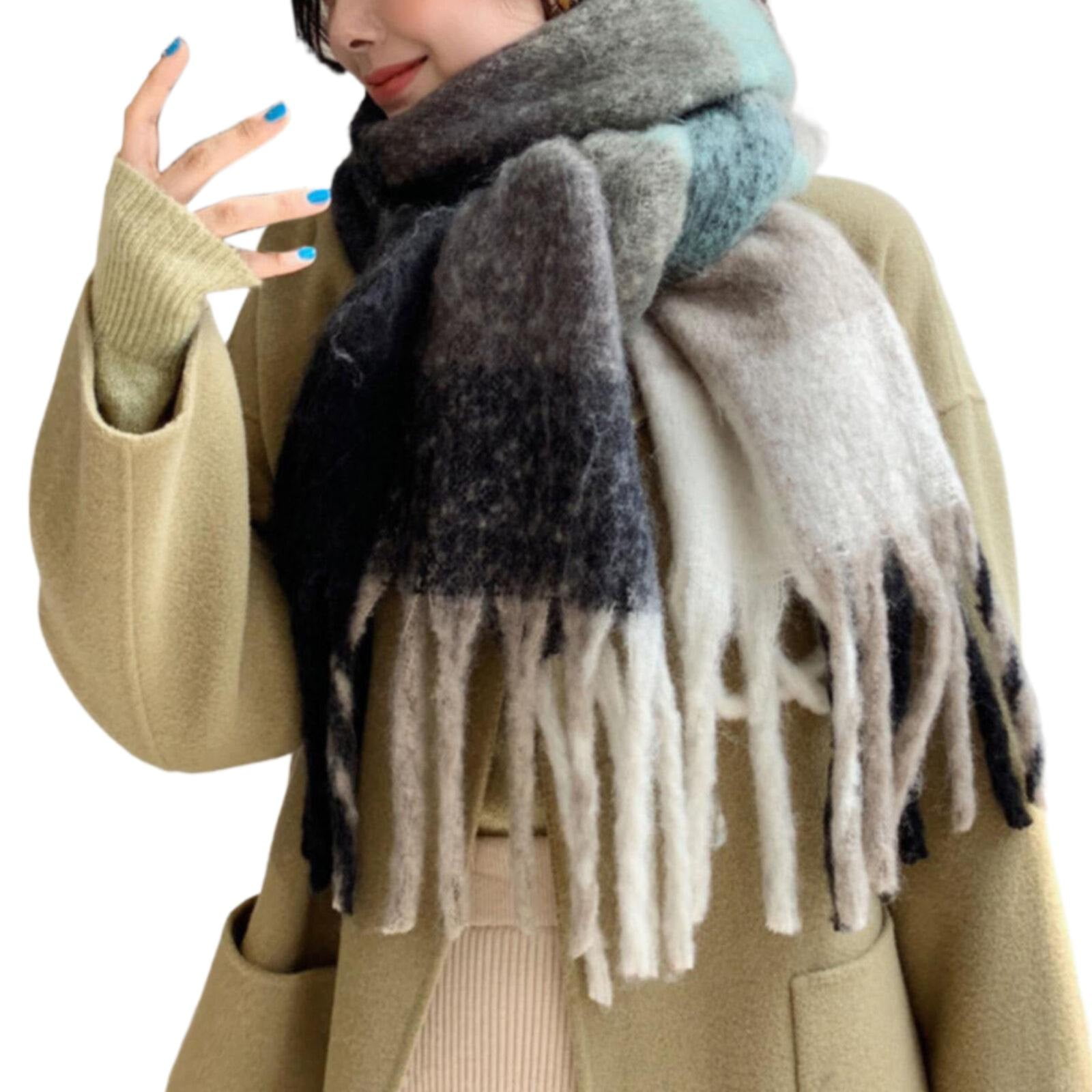 Women's Plush Fleece Scarf, Heavyweight Oversized Cozy Winter Scarf ...