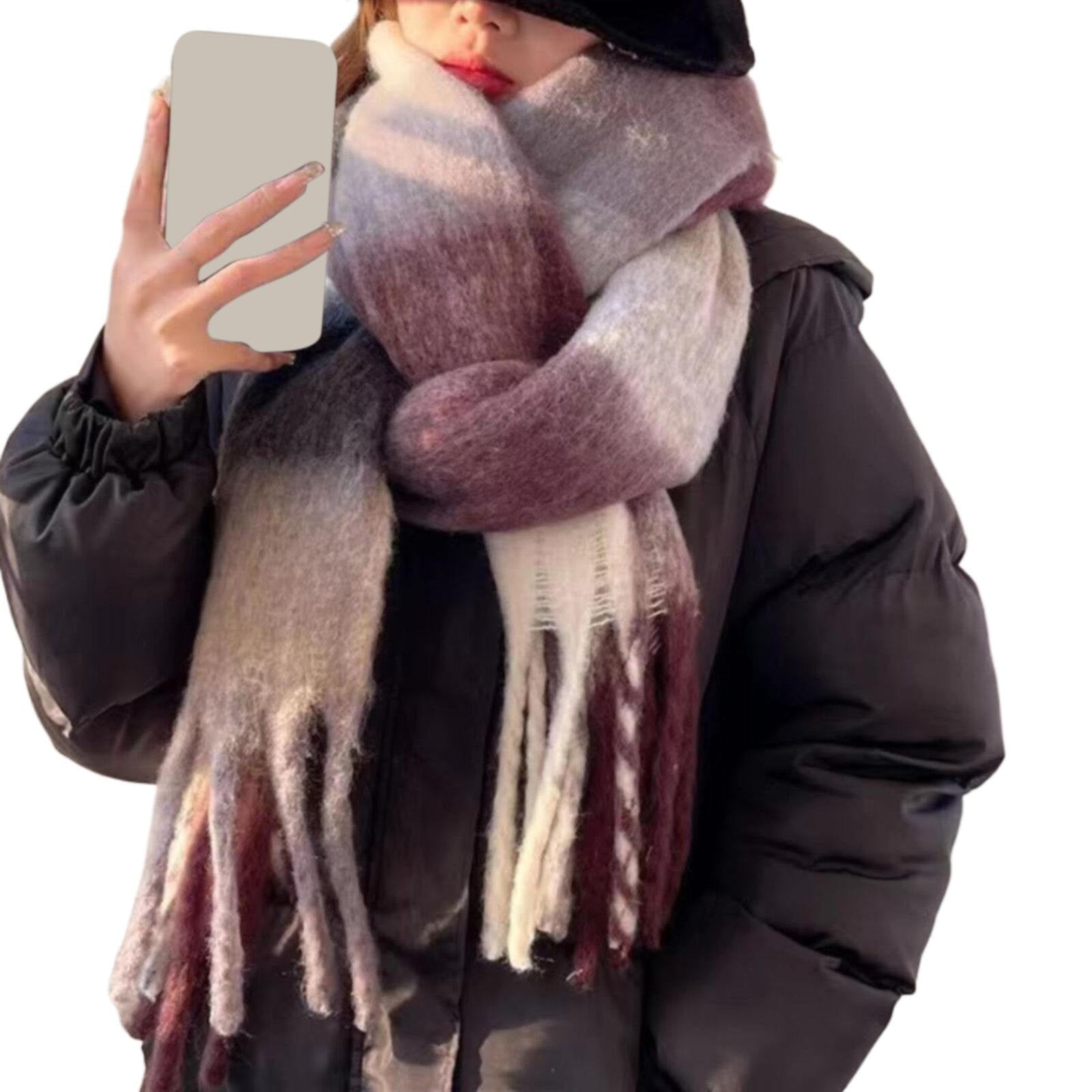 Women's Plush Fleece Scarf, Heavyweight Oversized Cozy Winter Scarf ...