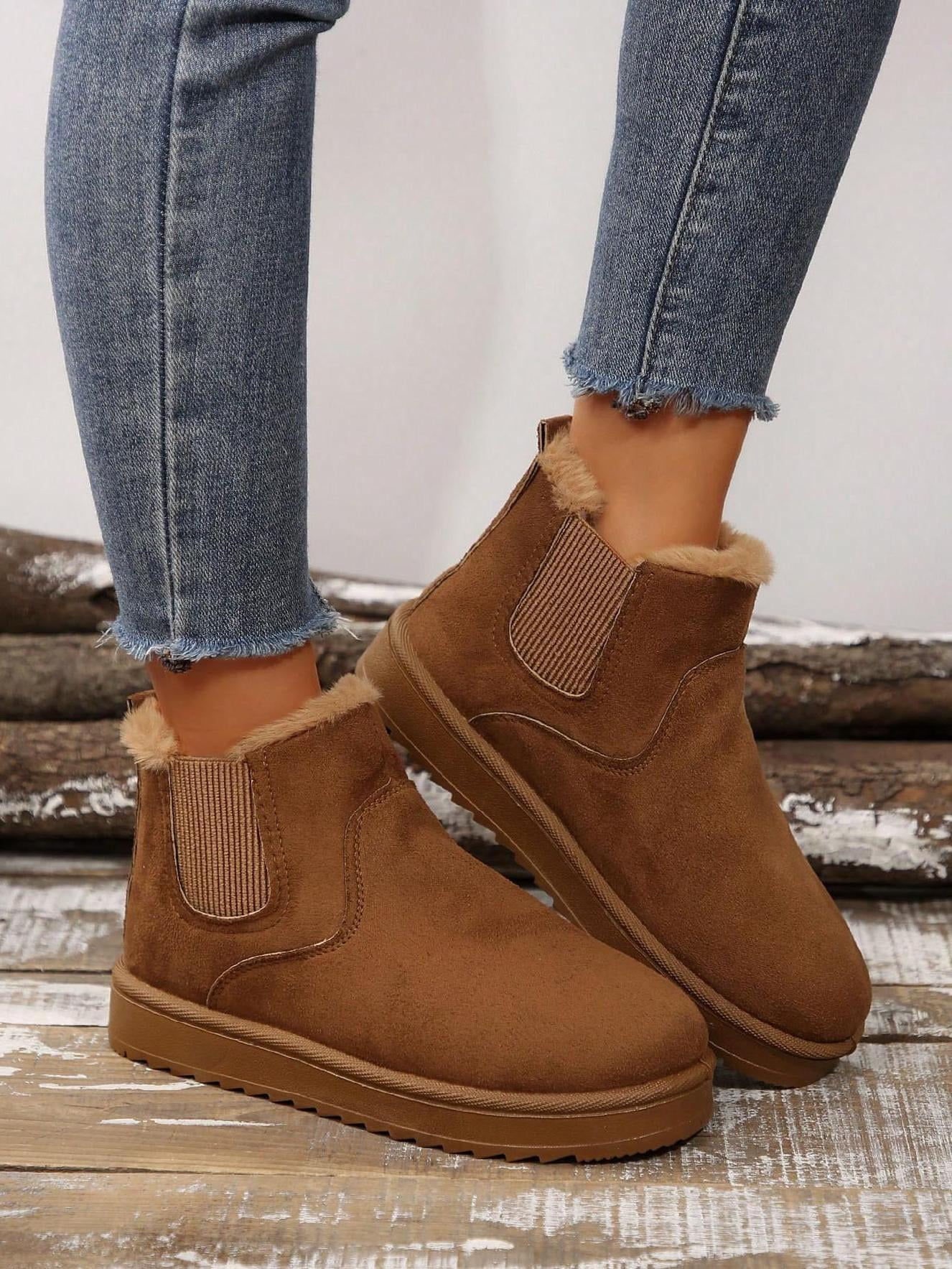 Women's Plush Lined Anti-Slip Snow Boots - Perfect for Winter Outdoor ...