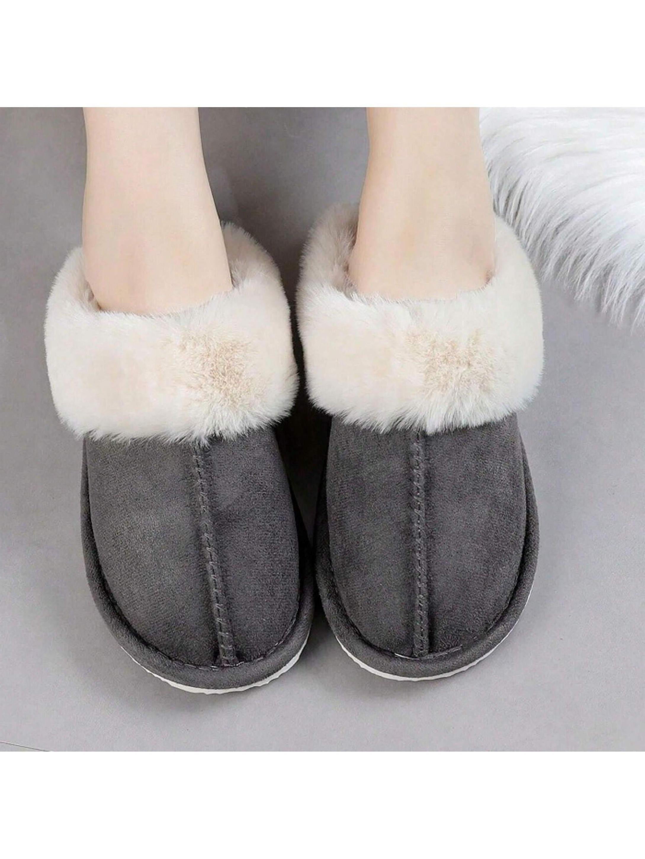 Women's Plush Lined Slippers - Wool Fluffy Moccasin Design for Indoor ...