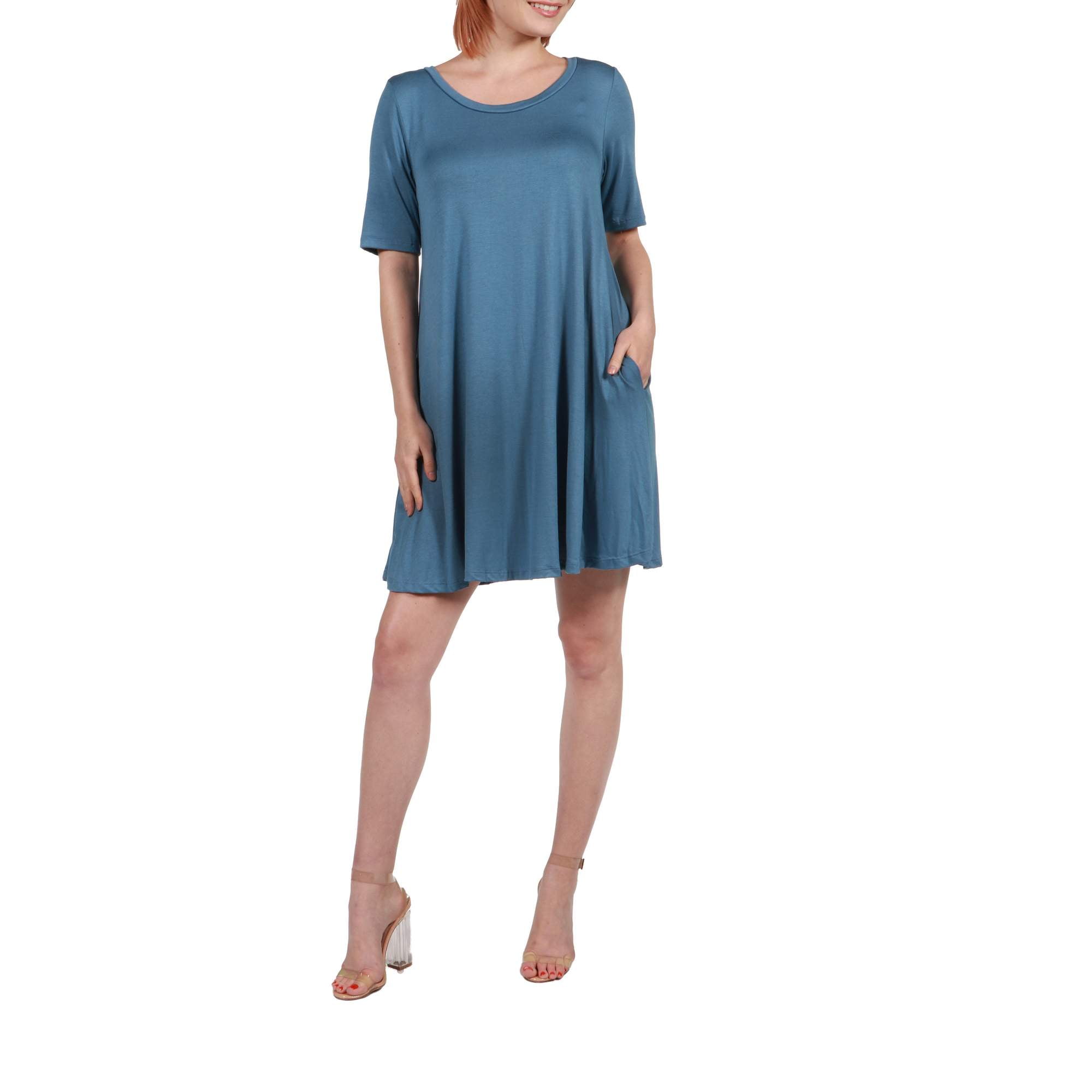 24Seven Comfort Apparel Women's Pocket Mini Dress - Walmart.com