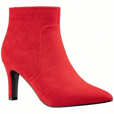 Unique Bargains Women's Pointed Toe Side Zip Stiletto Heeled Ankle ...