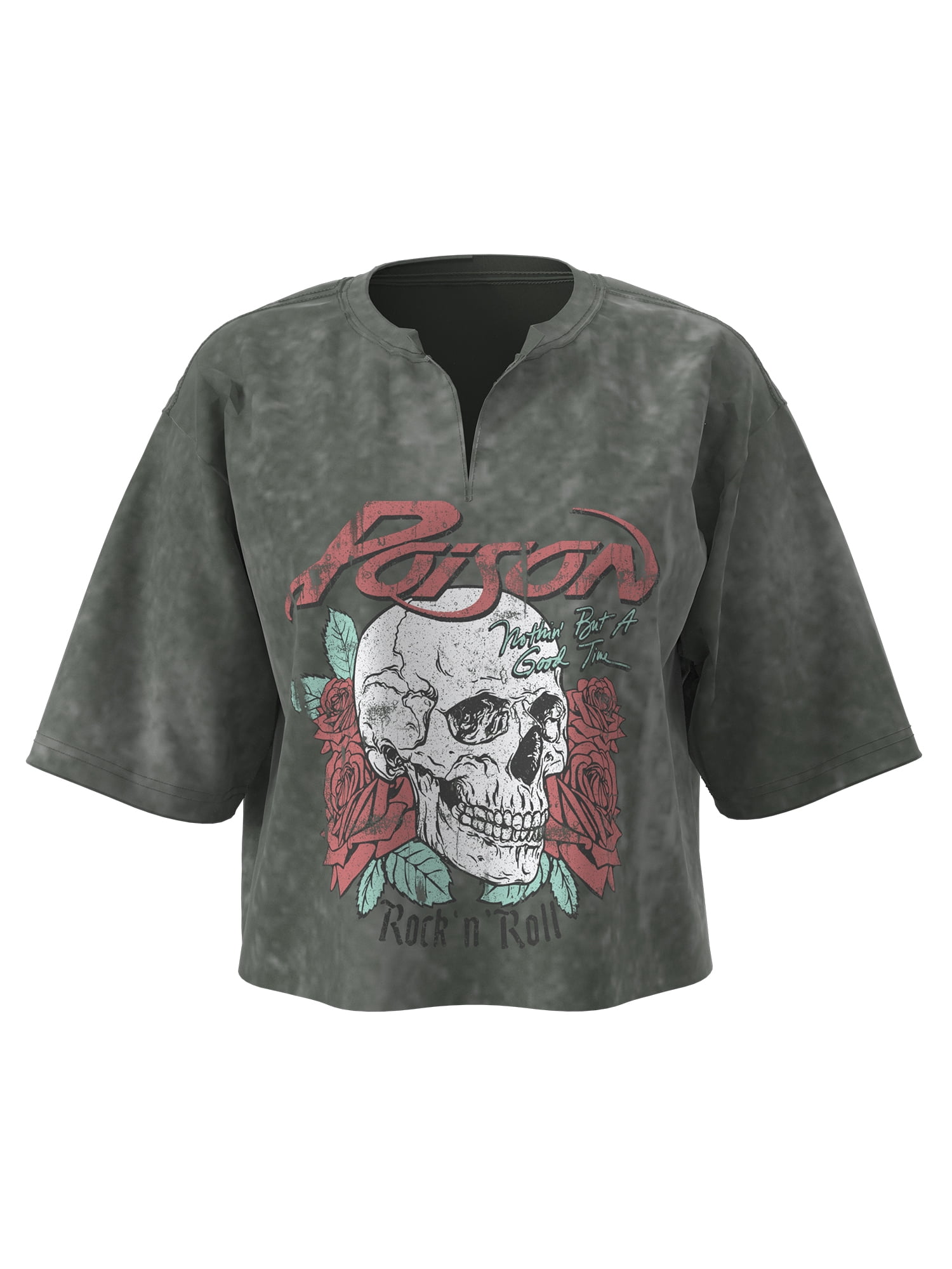 Poison Women's Rose Graphic Skimmer T-Shirt - Juniors Apparel, Cotton ...