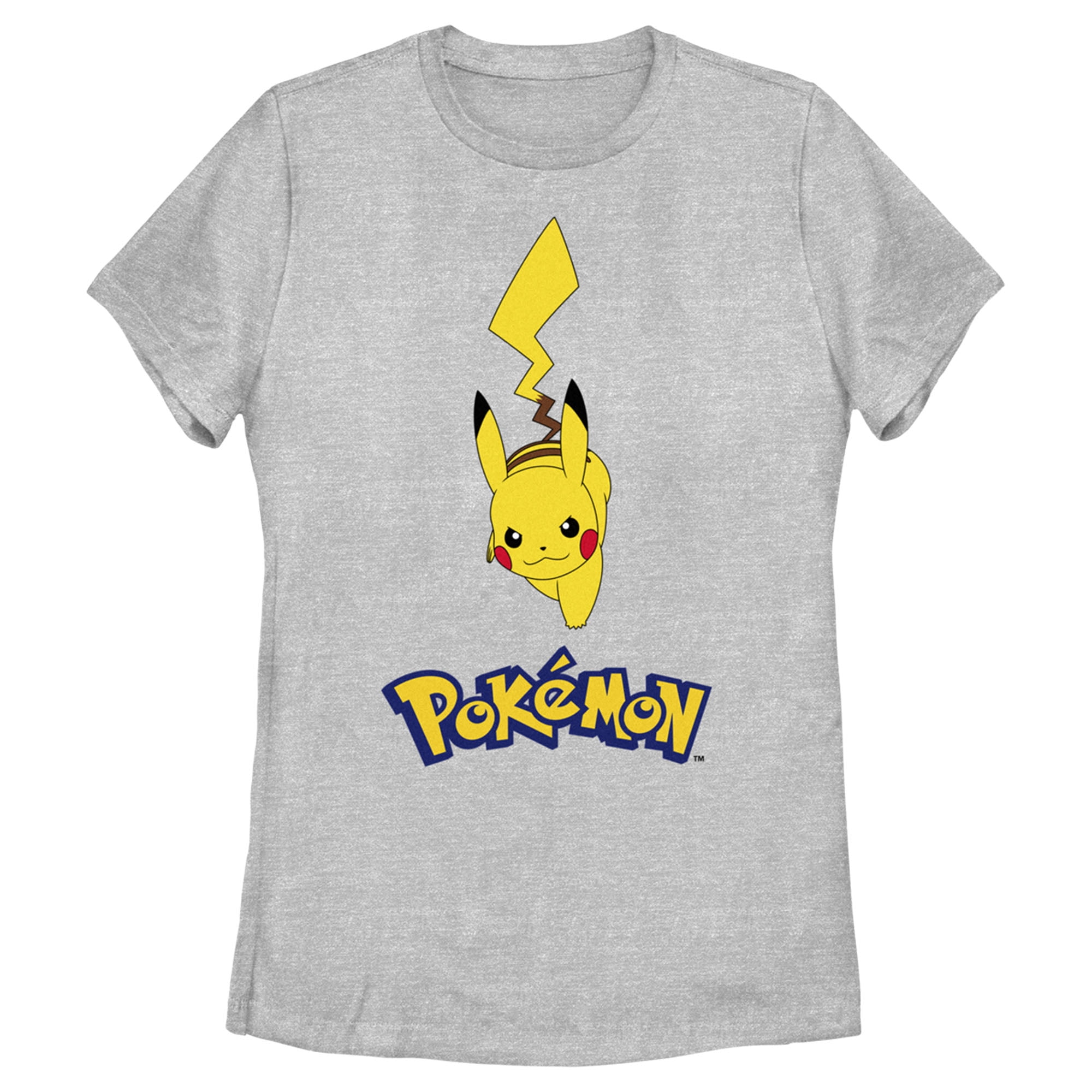 Women's Pokemon Logo Running Pikachu Graphic Tee Athletic Heather Large ...
