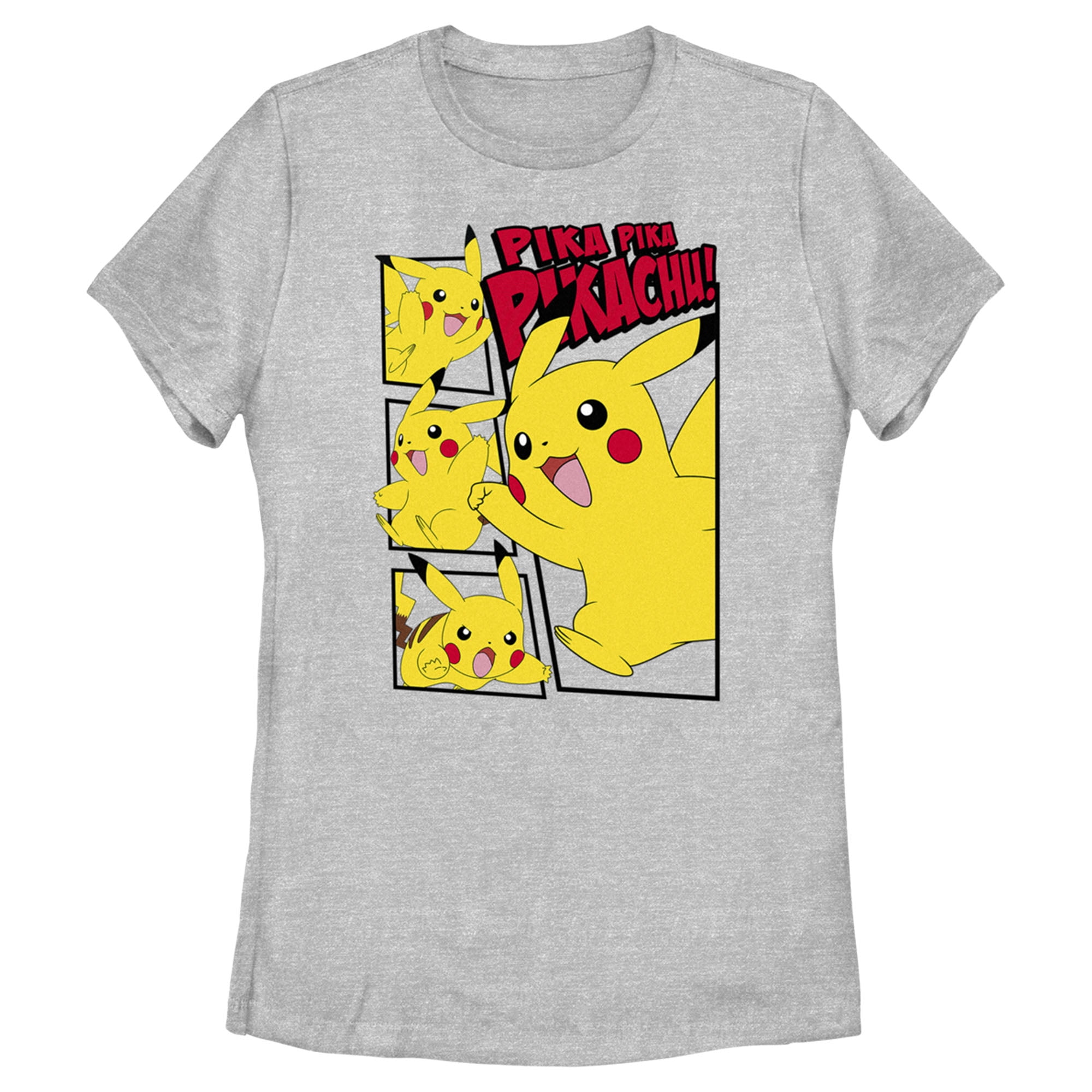 Women's Pokemon Pikachu Comic Panels Graphic Tee Athletic Heather ...