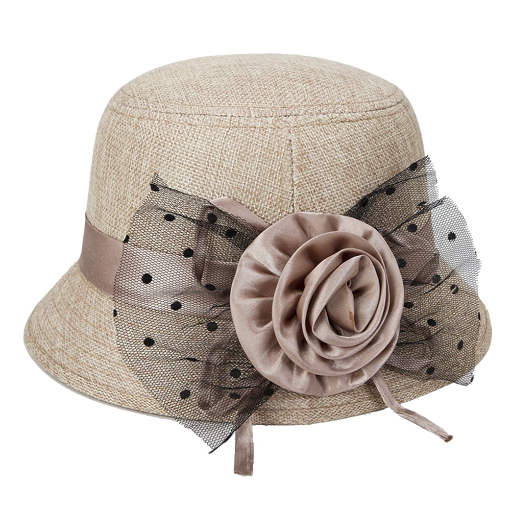 Women's Polka Dot Mesh Flower Bowler Bucket Hat Outdoor Sun Visor Basin ...