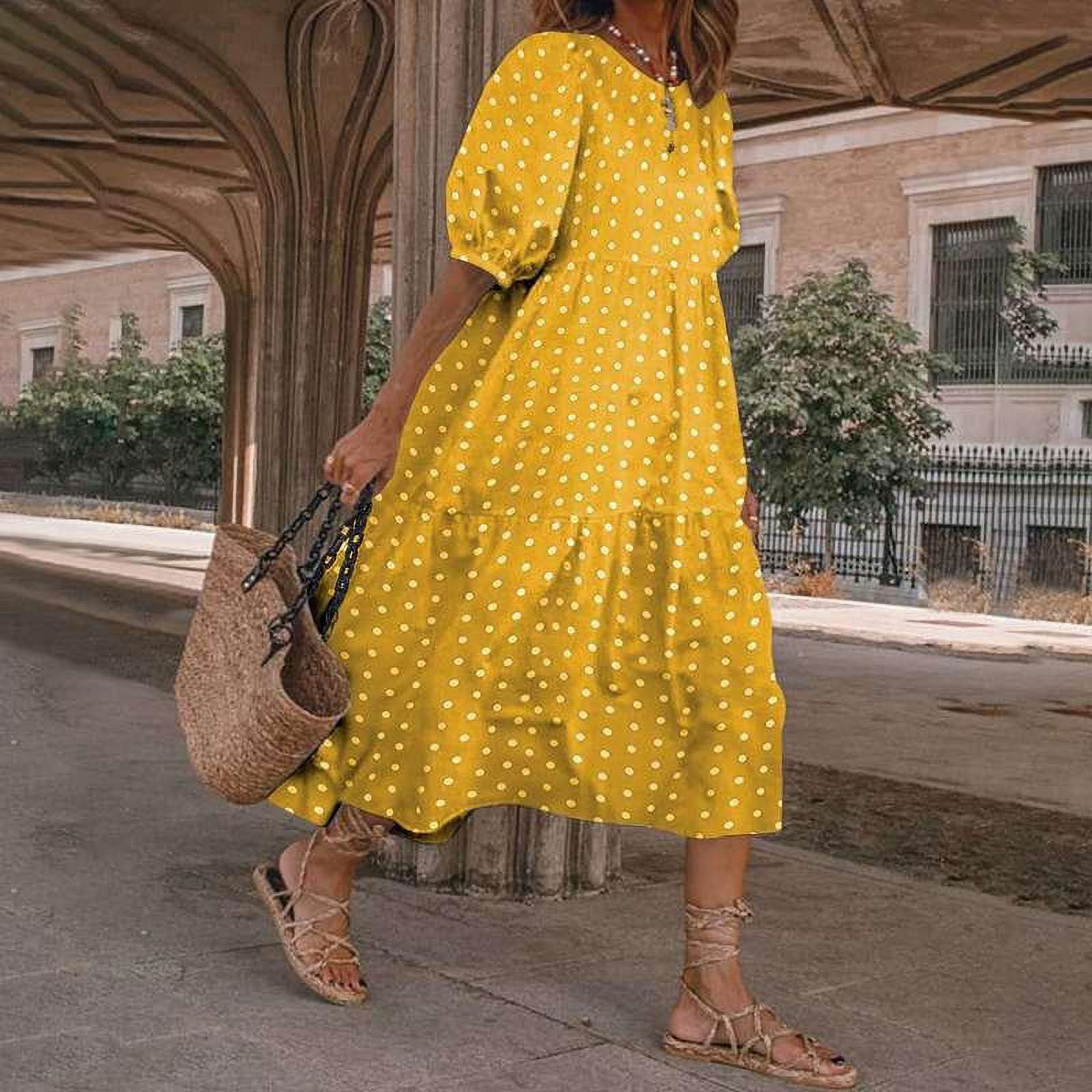 Yellow Polka Dot Maxi Dress