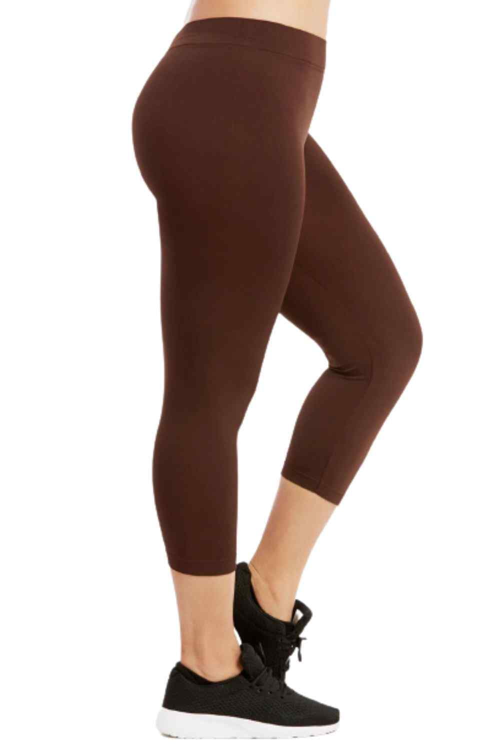 Super Soft Women's Plus Size Spandex Polyester Capri Leggings, Brown ...