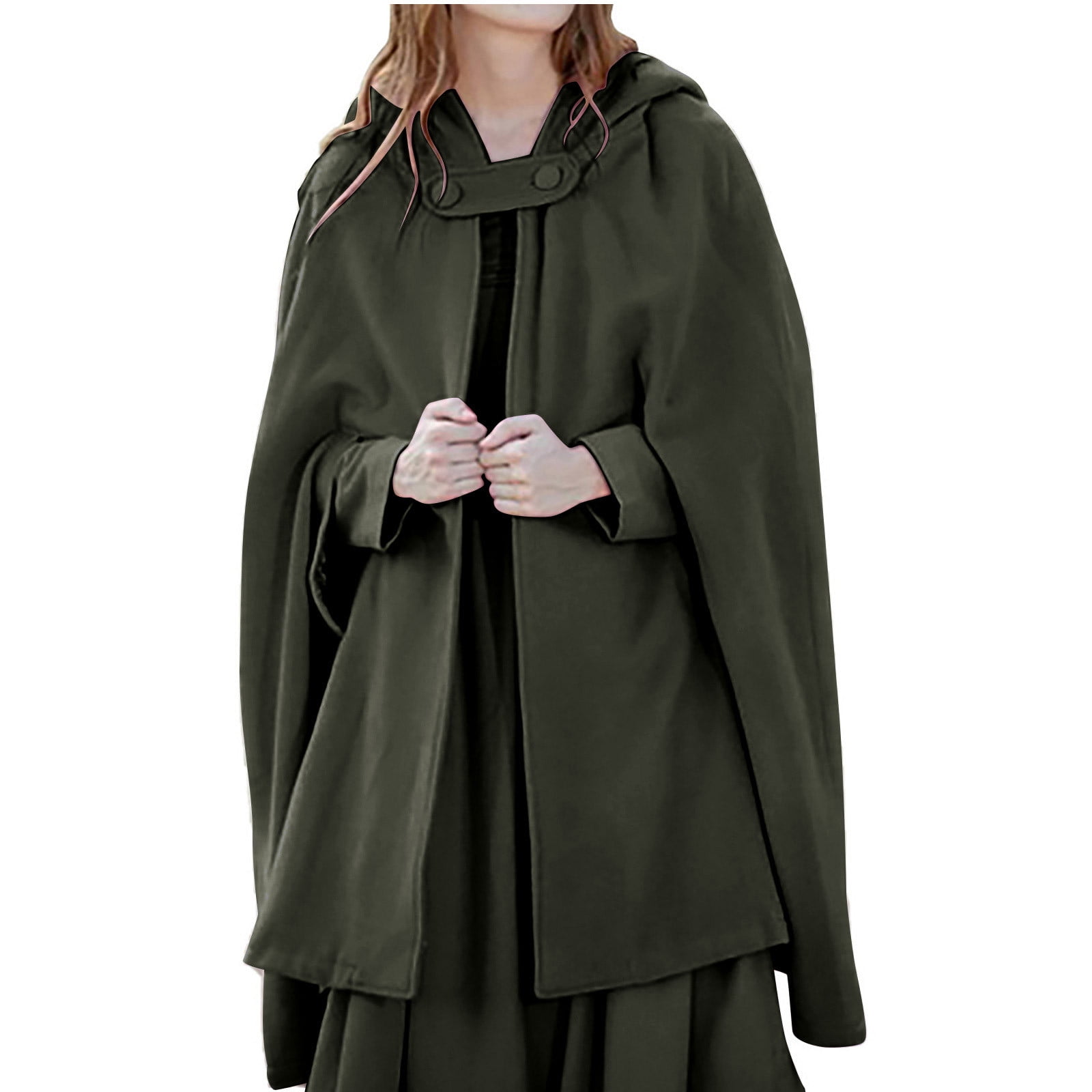 Women's Poncho Cape with Pockets, Hooded Cloak for Women Plus Size Open ...