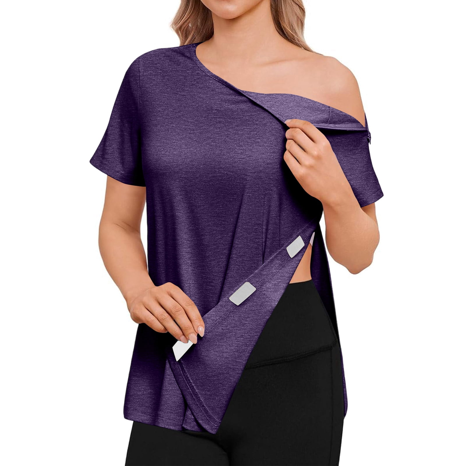 Women's Post Shoulder Surgery Shirts Recovery Tear Away Short Sleeve ...