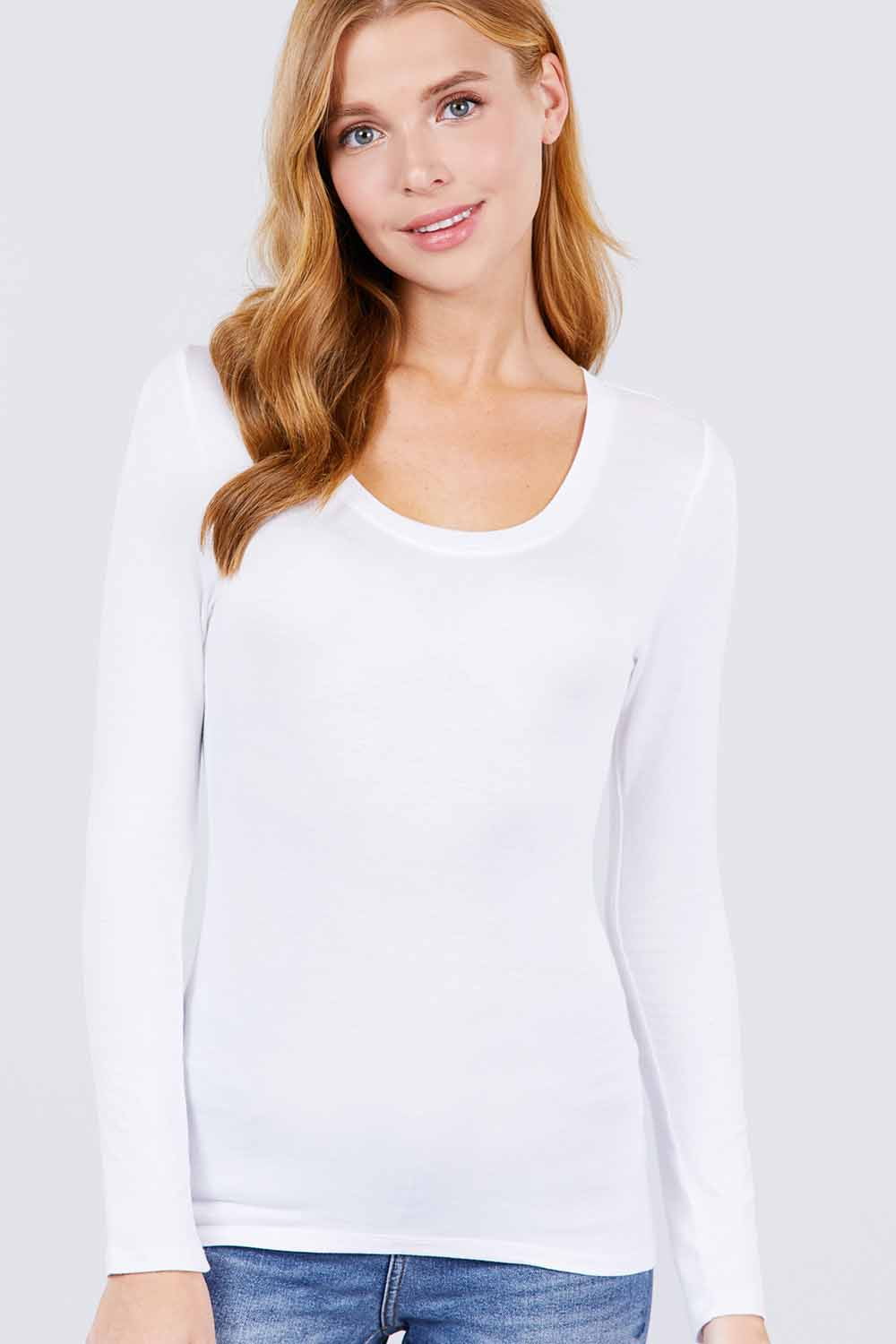 Women's Basic Long Sleeve Round Neck T-Shirt Top, Soft & Warm in ...