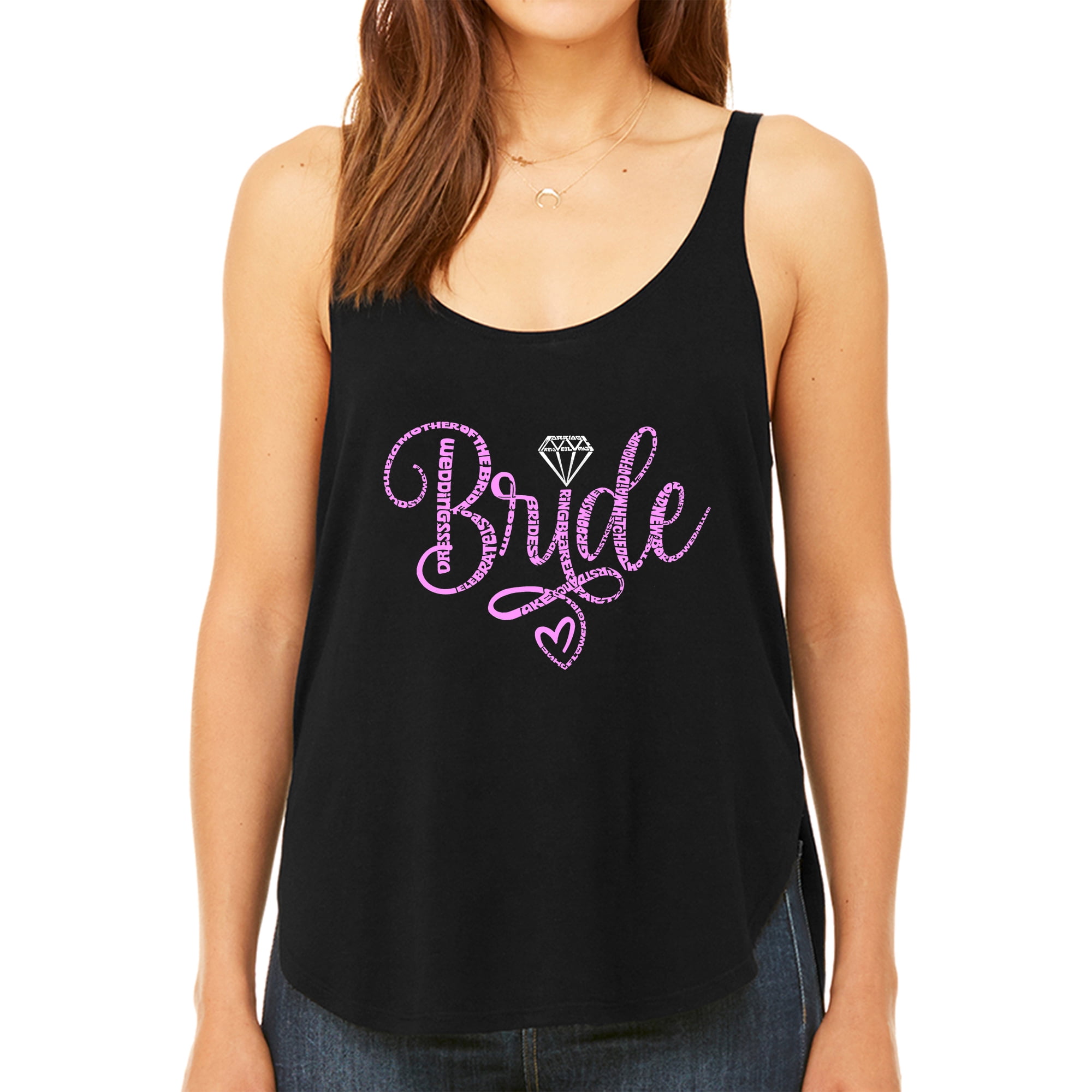 Women's Premium Word Art Flowy Tank Top - Bride - Walmart.com