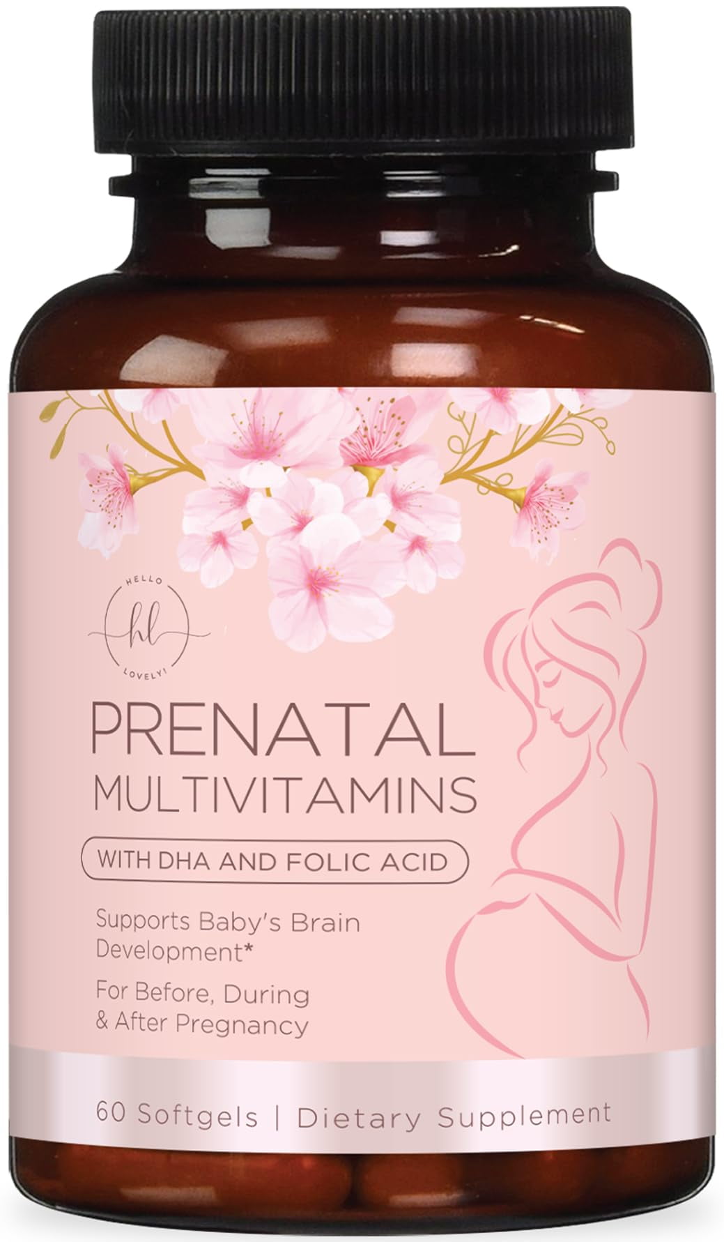 Women's Prenatal Multivitamin with Folic Acid + DHA, Essential Prenatal Vitamins with Folate ...