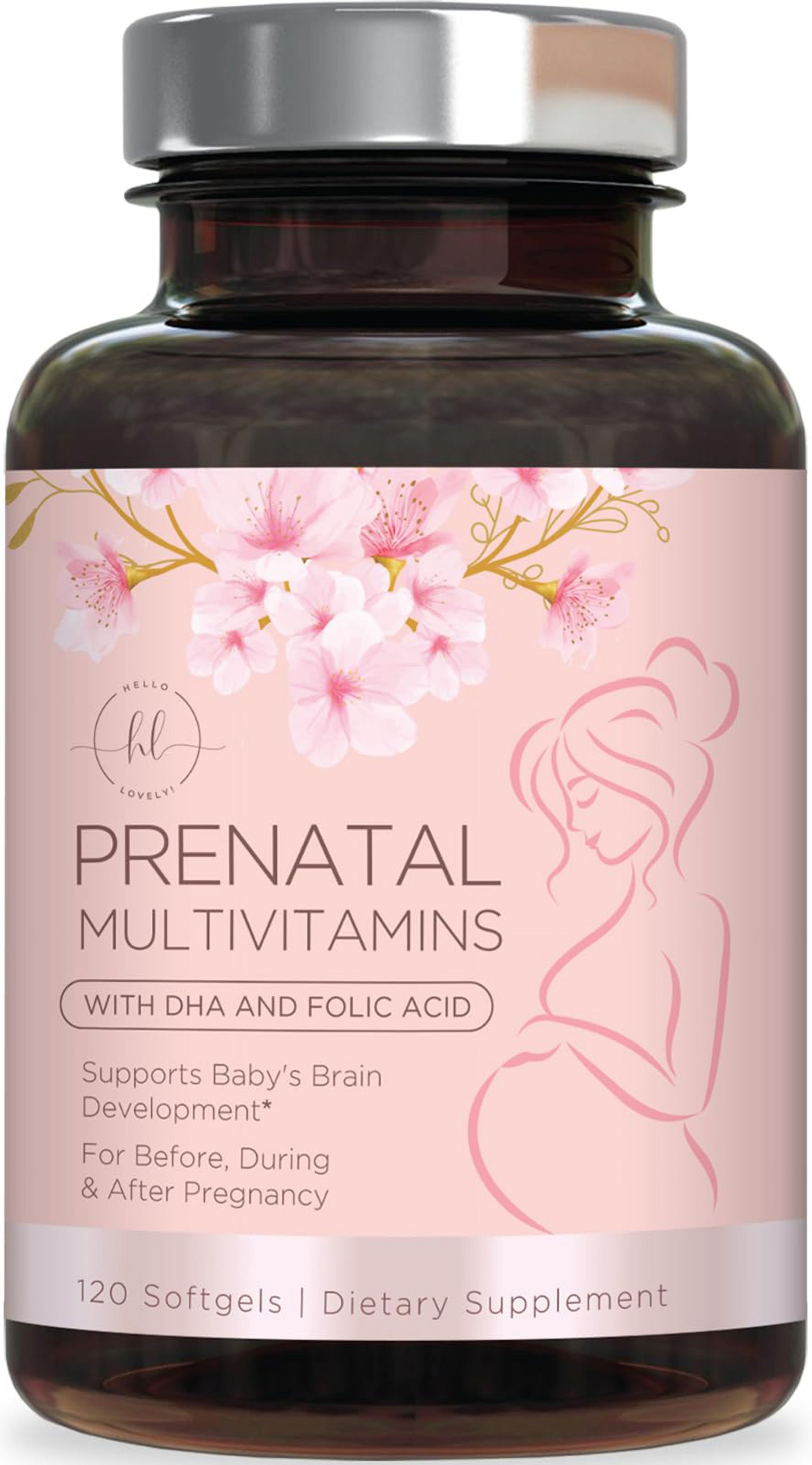 Women's Prenatal Multivitamin with Folic Acid + DHA, Essential Prenatal ...