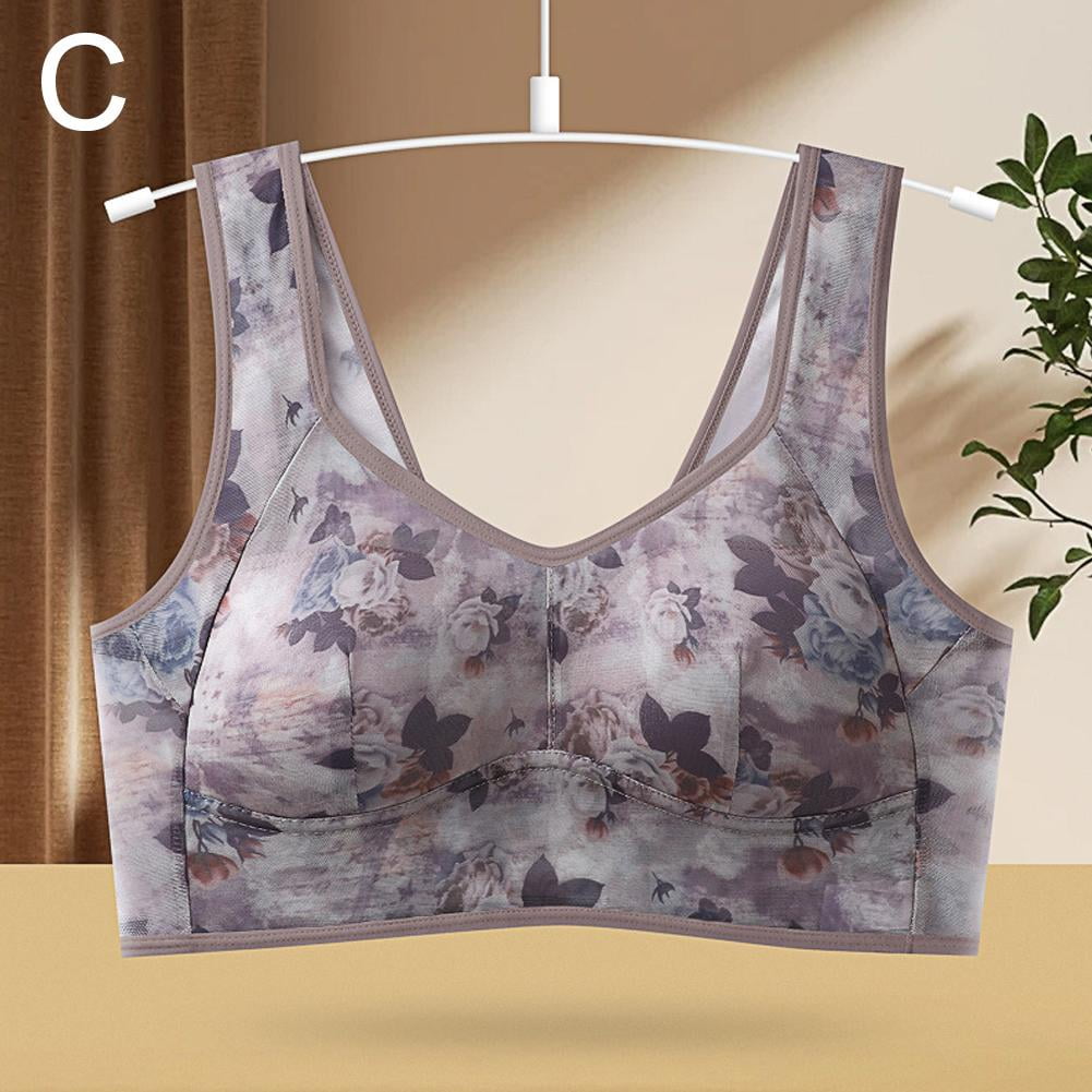 Women's Printed Bras Ice Silk Lace Cooling Comfort Bra Comfortable Bra ...