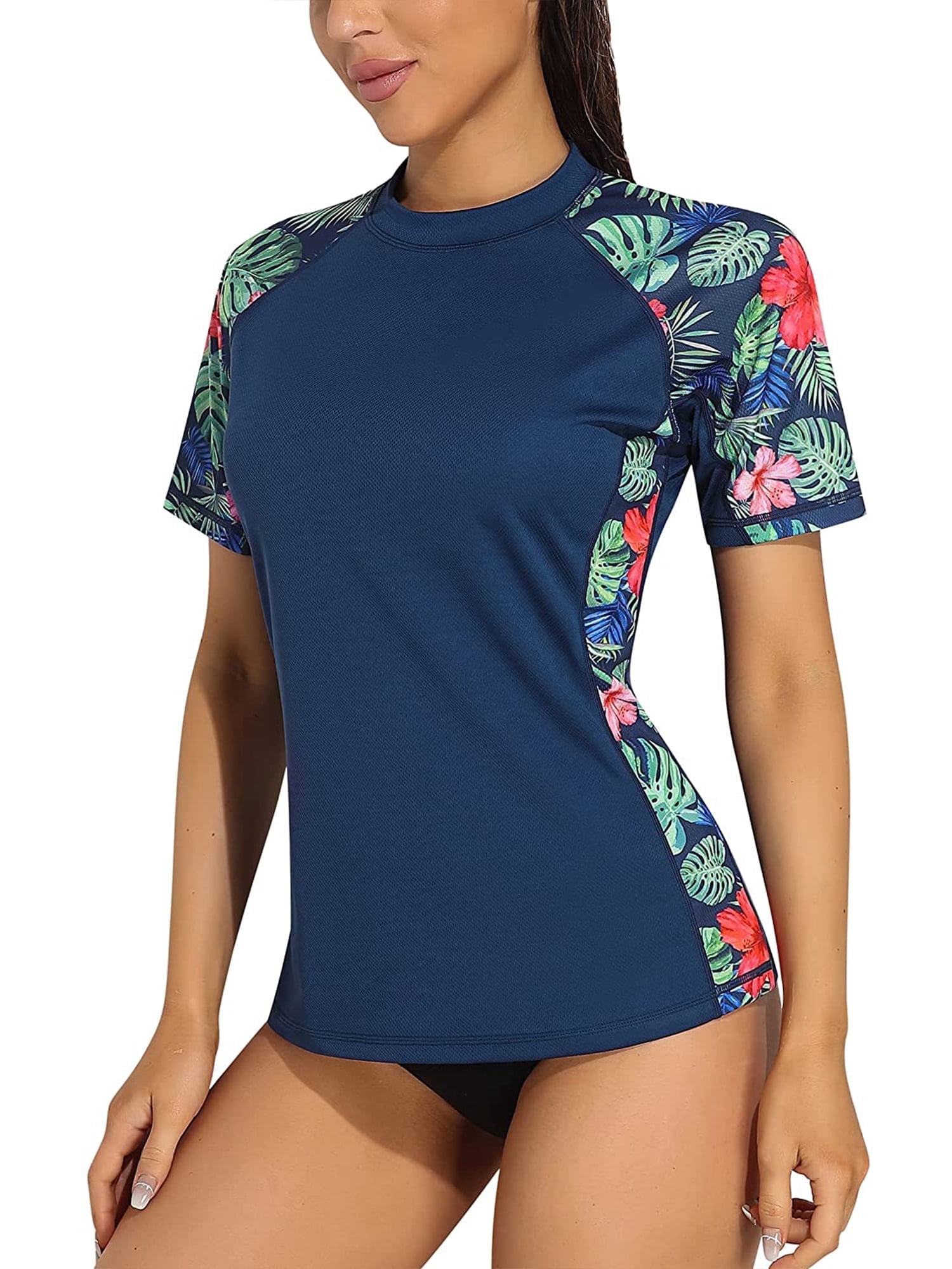 Sociala Women's Printed Rash Guard Swimwear, UPF 50+ Surfing Top Swim ...