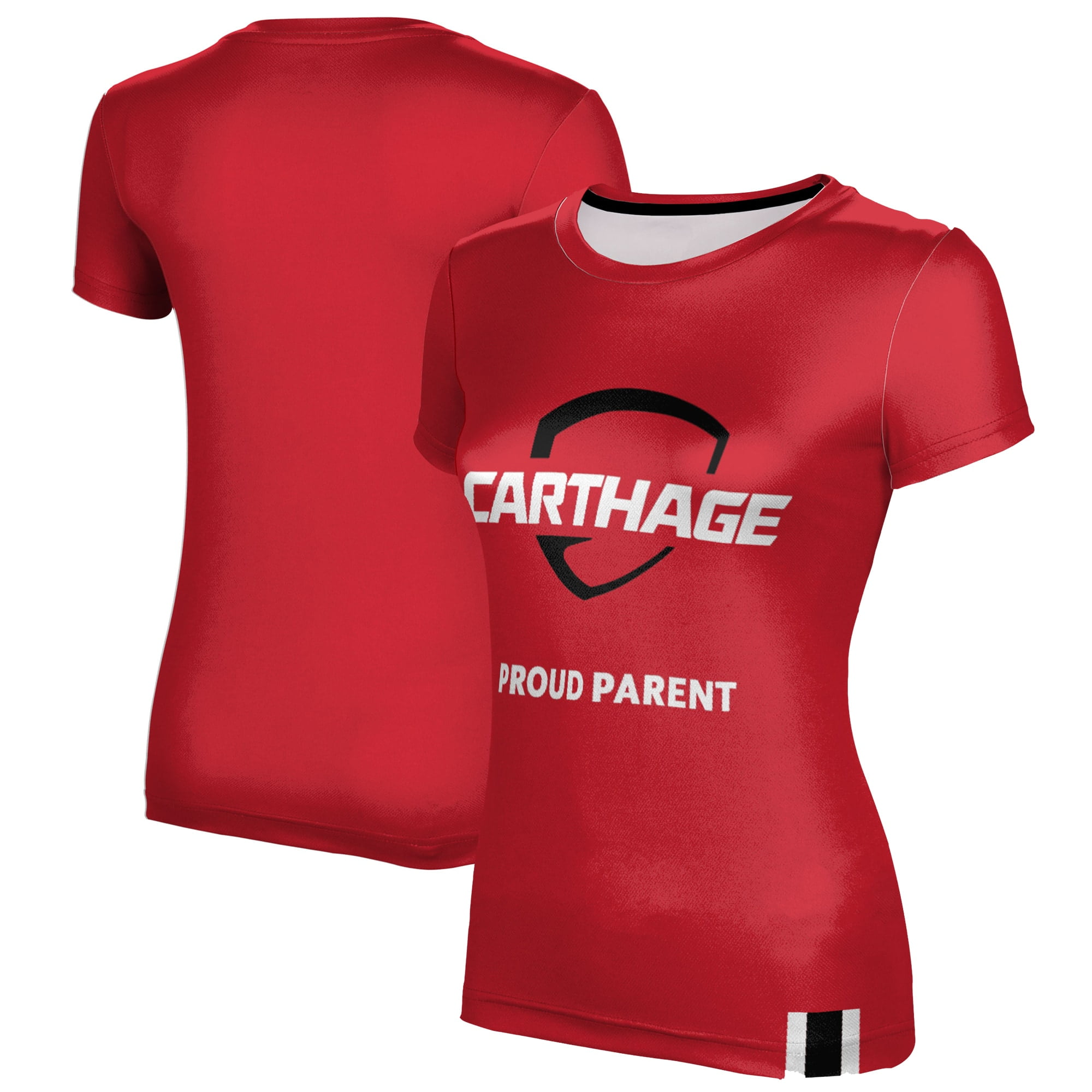 Women's ProSphere Red Carthage Firebirds Proud Parent Logo Stripe T ...