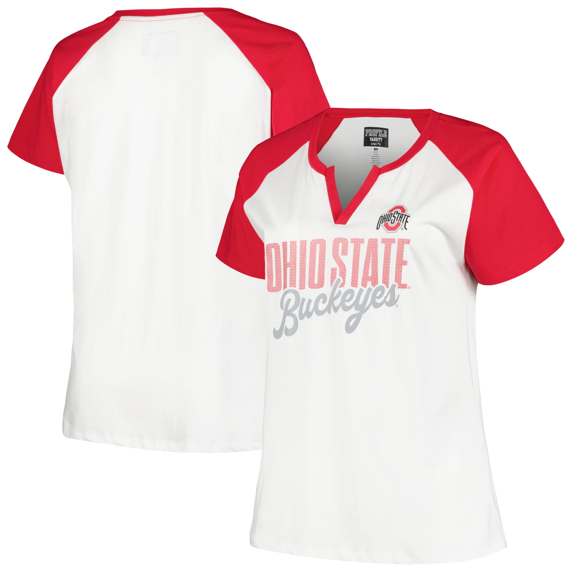 Women's Profile White/Scarlet Ohio State Buckeyes Plus Size Best Squad ...