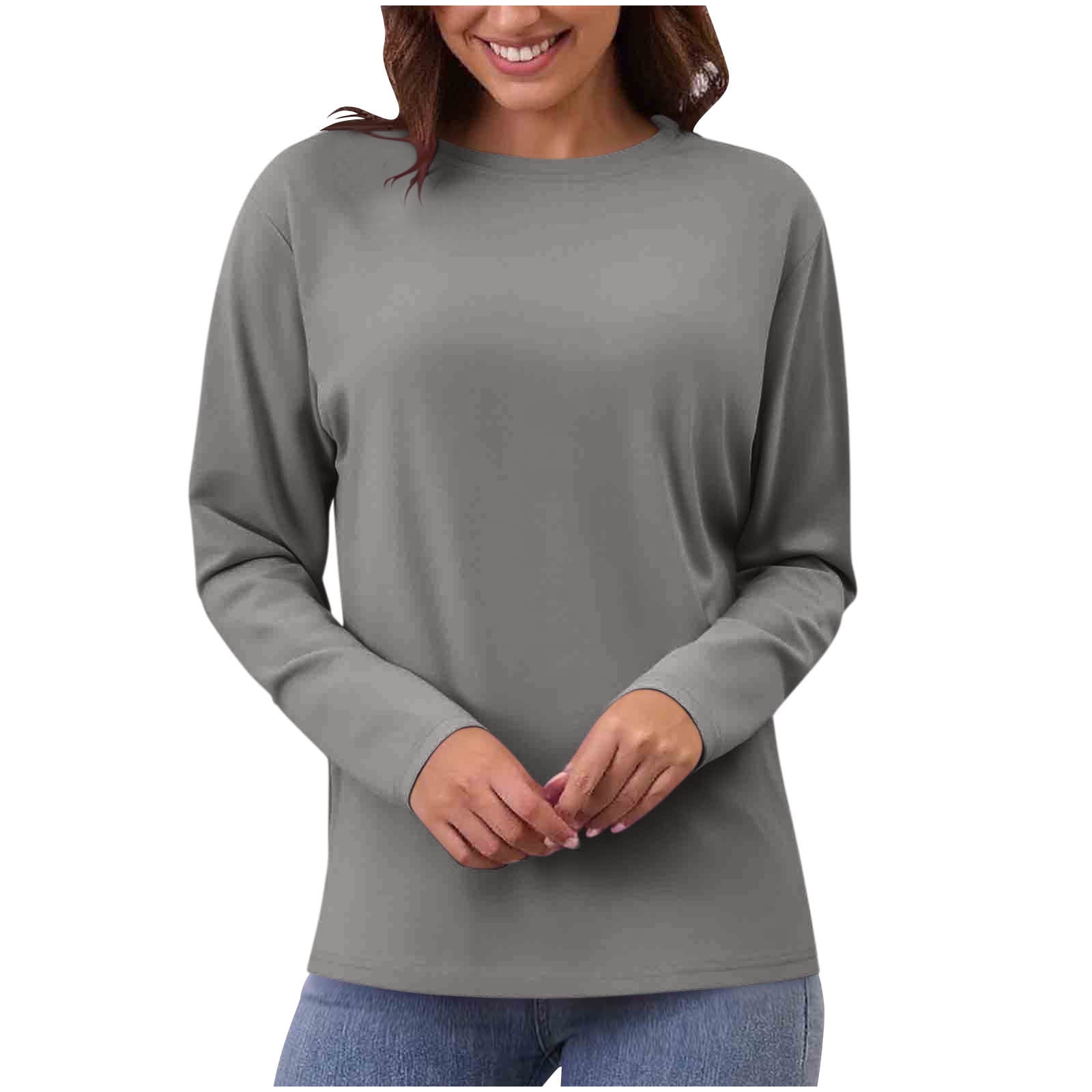 Women's Pullover Tops Casual Crew Neck Long Sleeve Basic Fall Winter ...