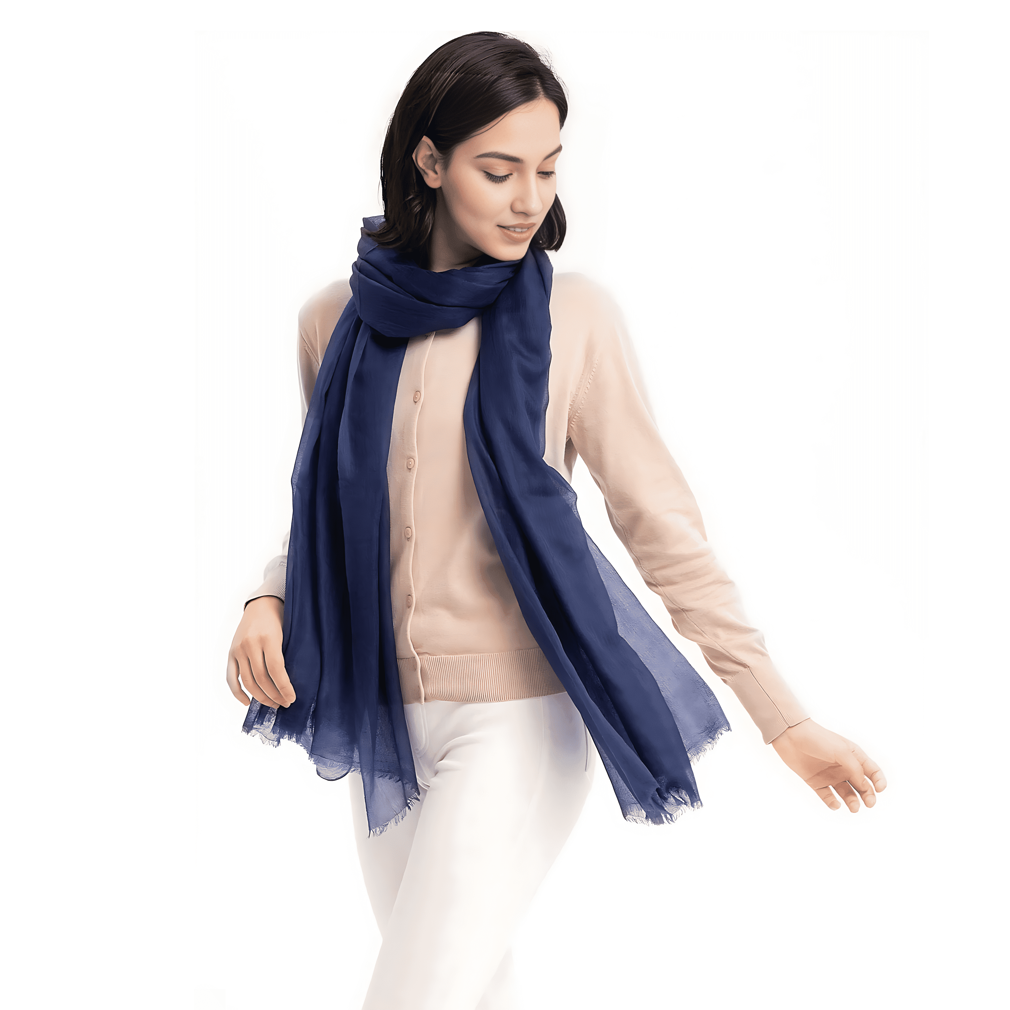 Featherlight Navy Blue Pashmina Scarf - 100% Pure Pashmina Wrap Scarf ...