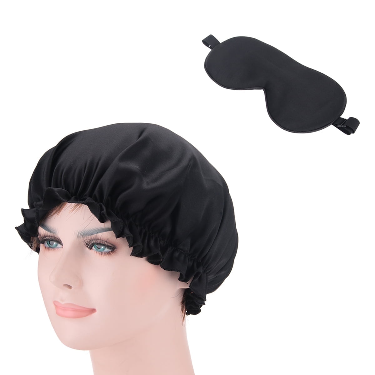 Women's Pure Silk Nightcap Shower Cap Hair Styling Hat Satin Cap + Pure ...