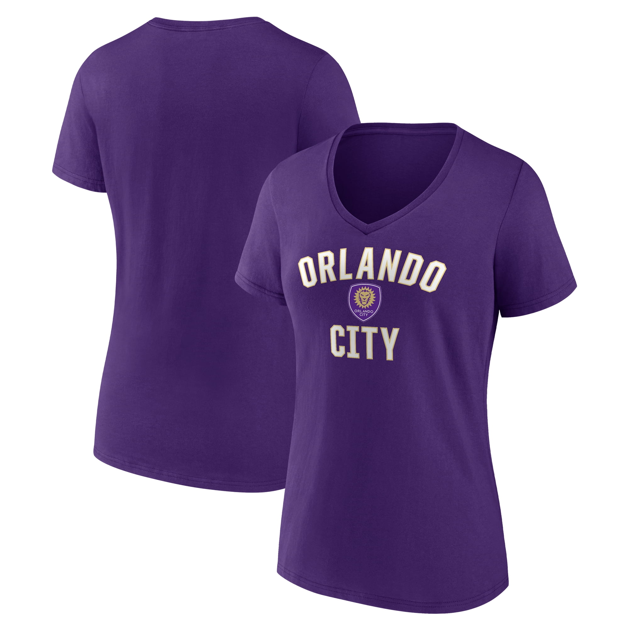 Women's Purple Orlando City SC Victory Arch Logo V-Neck T-Shirt ...