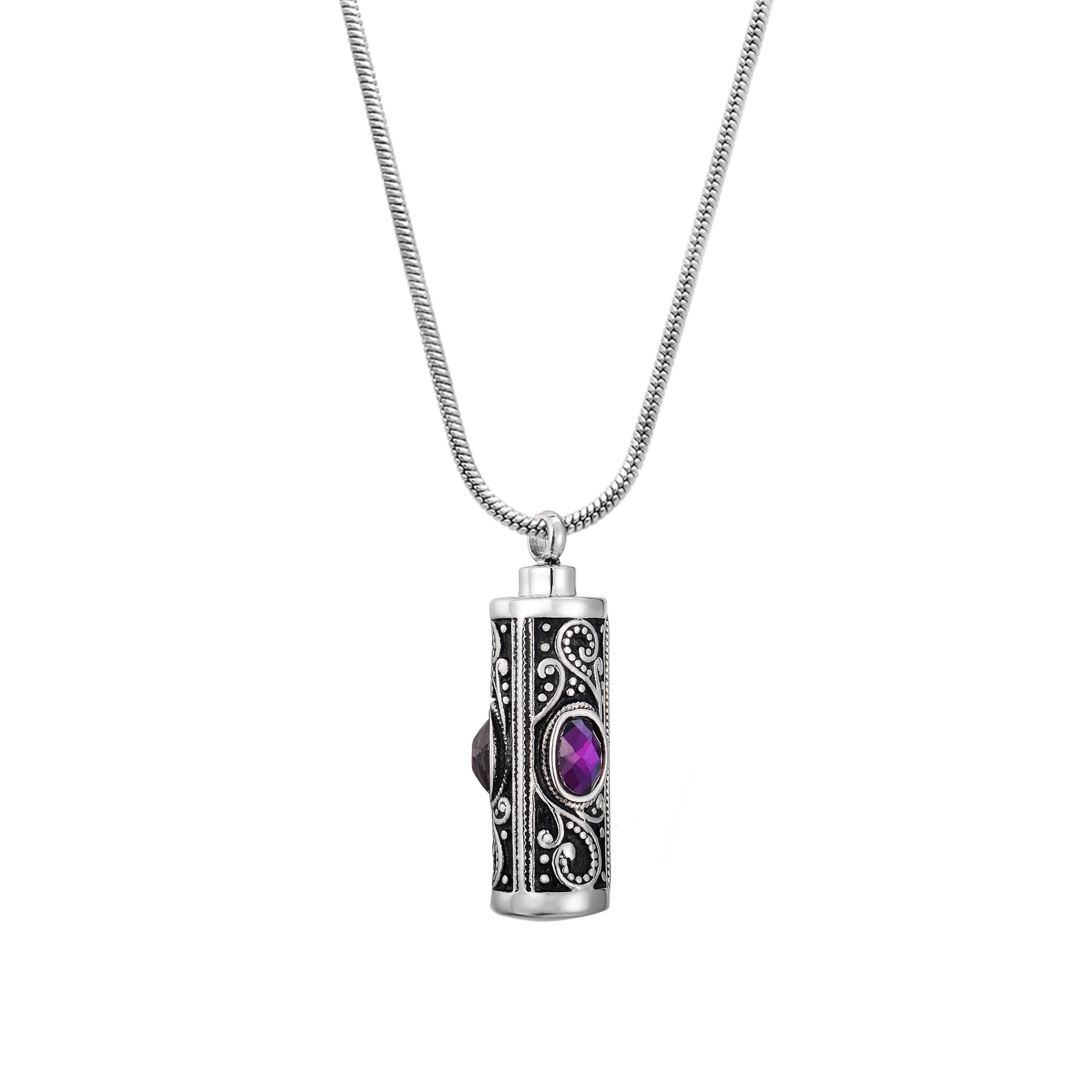Women's Purple Rhinestone Stainless Steel Cylinder Funeral Cremation ...