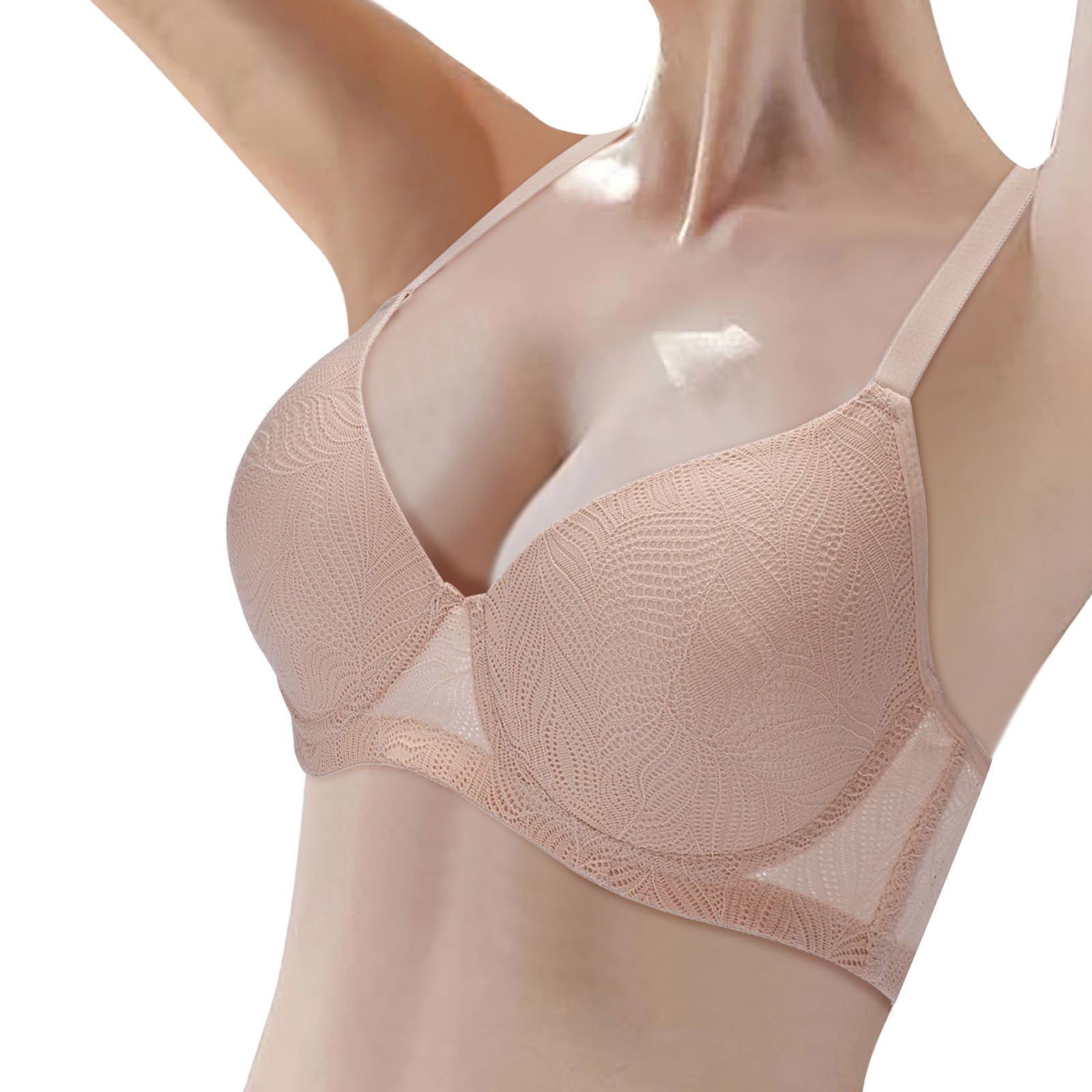 Women's Push Up Bra - Women's Thin Seamless Vest Soft Support Large Chest Small Half Fixed Cup ...