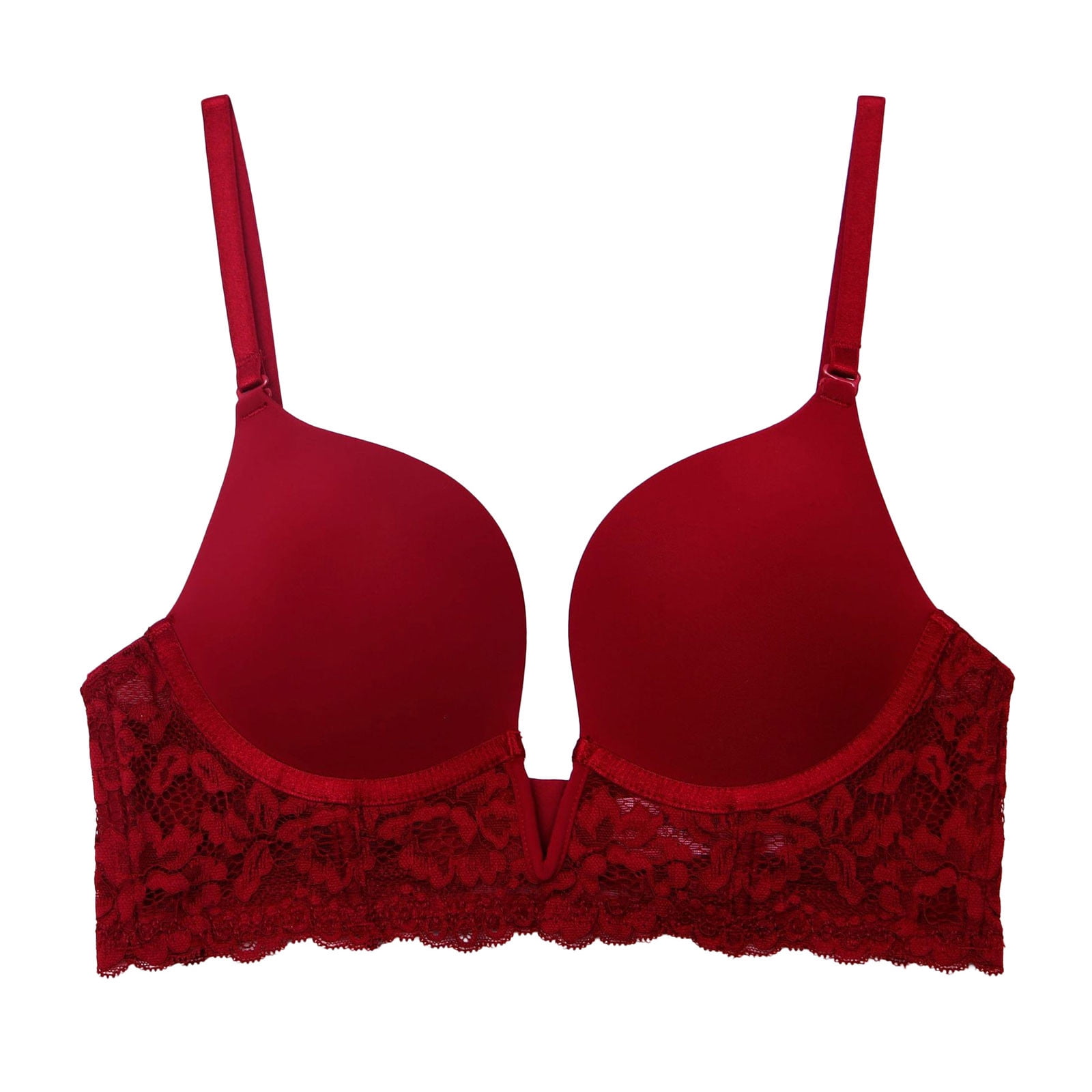 Womens Push Up Lace Bra Underwire Plunge Full Coverage Bras Sexy Plus Size Support Seamless