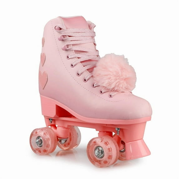 Women’s Quad Pom-pom Roller Skates Indoor Outdoor Derby Skate with ...