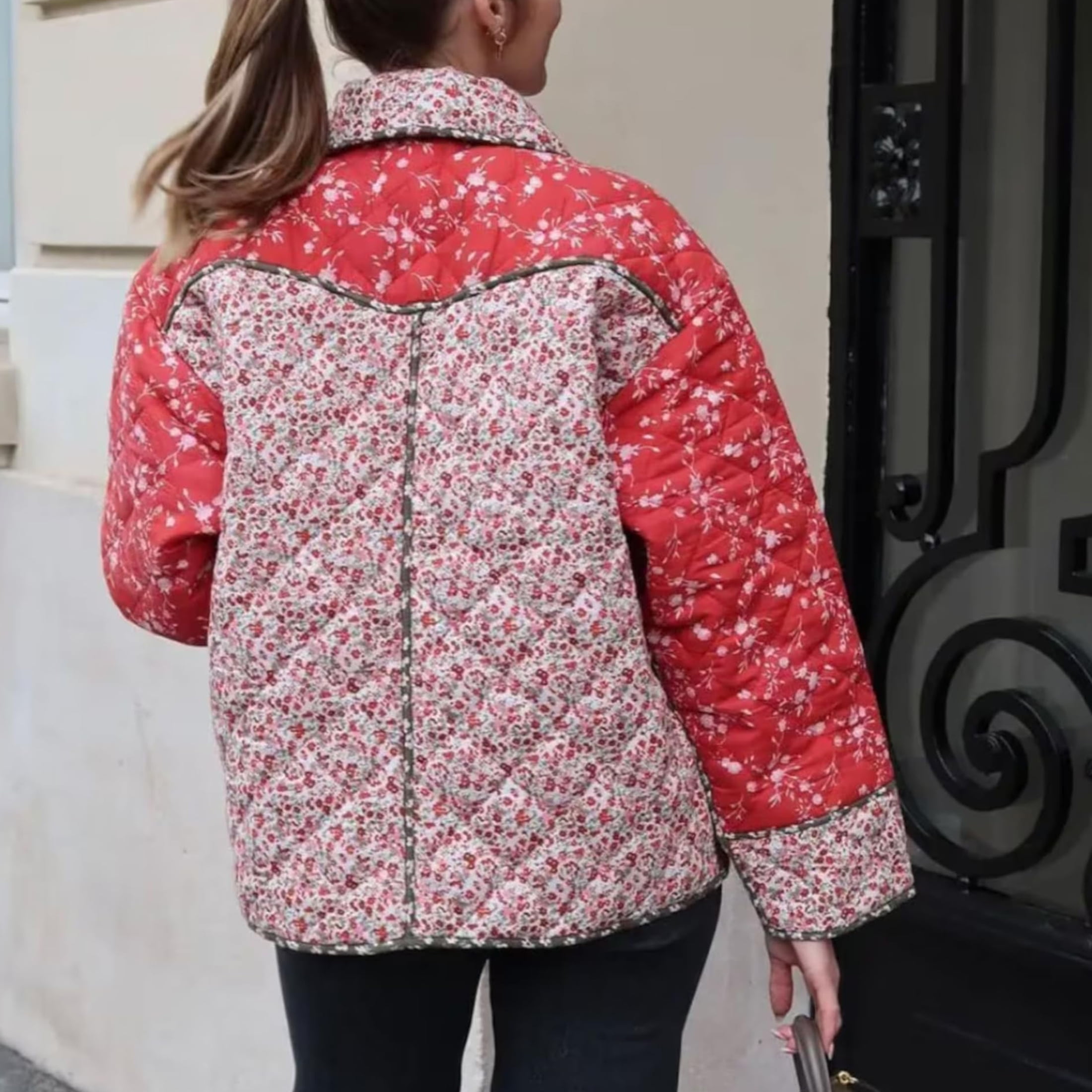 Women's Quilted Lightweight Jackets Cropped Floral Packable Puffer ...