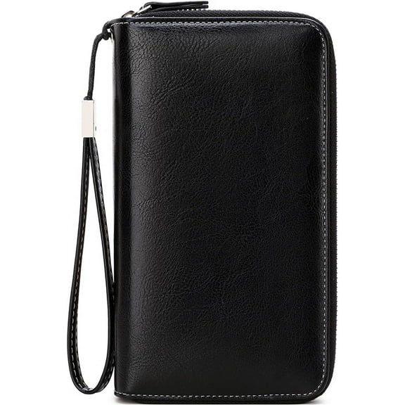 Double Zip Around PU Leather Wristlet Cell Phone Wallet | Double Zip ...