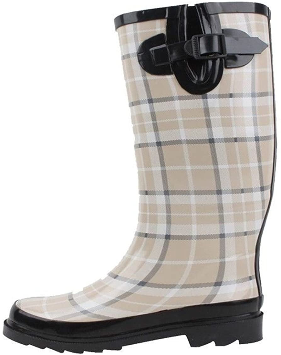 Women's Rain Boots Rubber Waterpoof Mid Calf Colors Wellie Snow ...