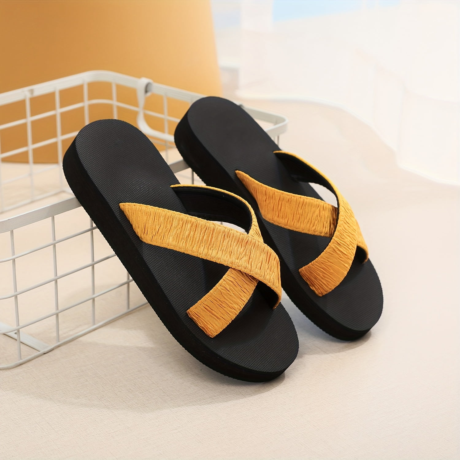 Women's Rainbow Single Band Sole Wedge Slides, Open Toe Slide Shoes ...
