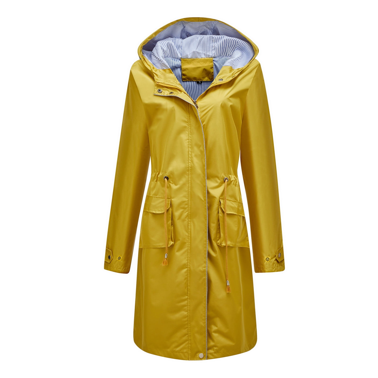 Women’s Raincoat Hoodie Solid Rain Jacket Outdoor Hooded Waterproof ...