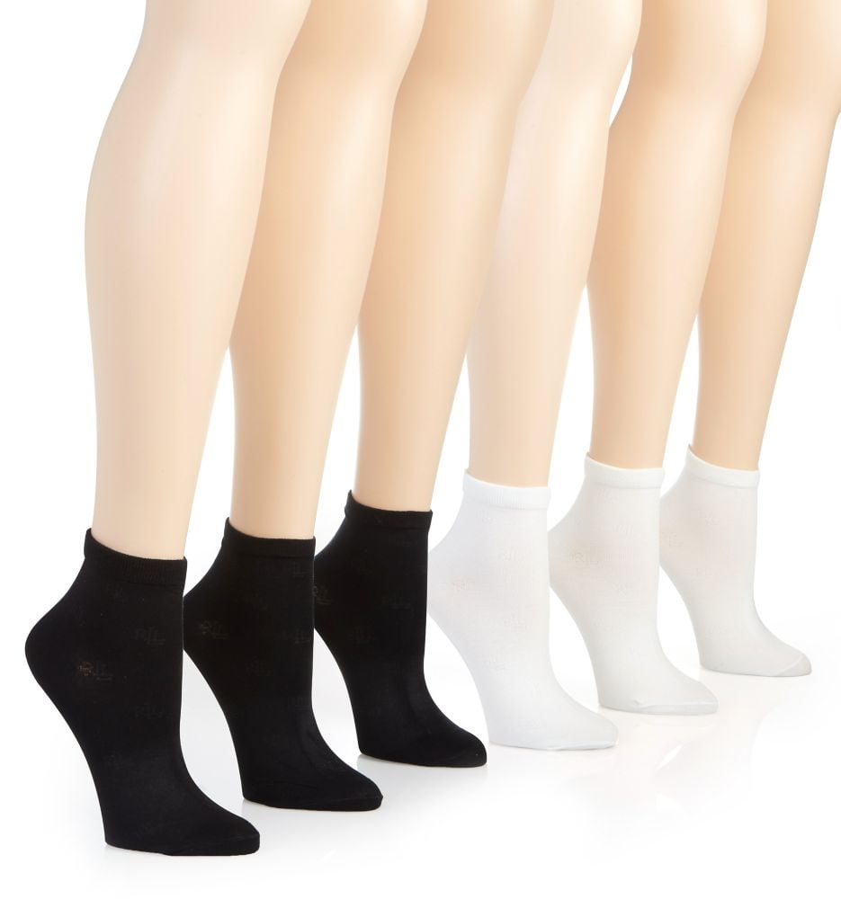Women's Ralph Lauren L3169 RLL Drop Needle Ankle Socks - 6 Pack (Bast O ...