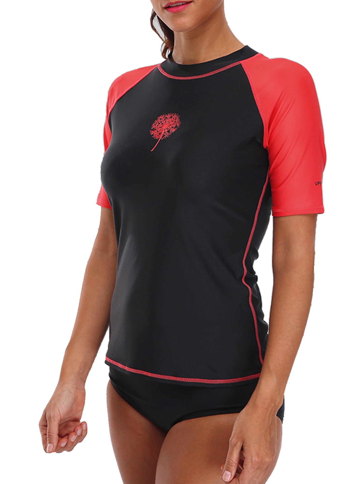 Women's Rashguard Colorblock Swim Shirt Athletic Swimsuit Top - Walmart.com