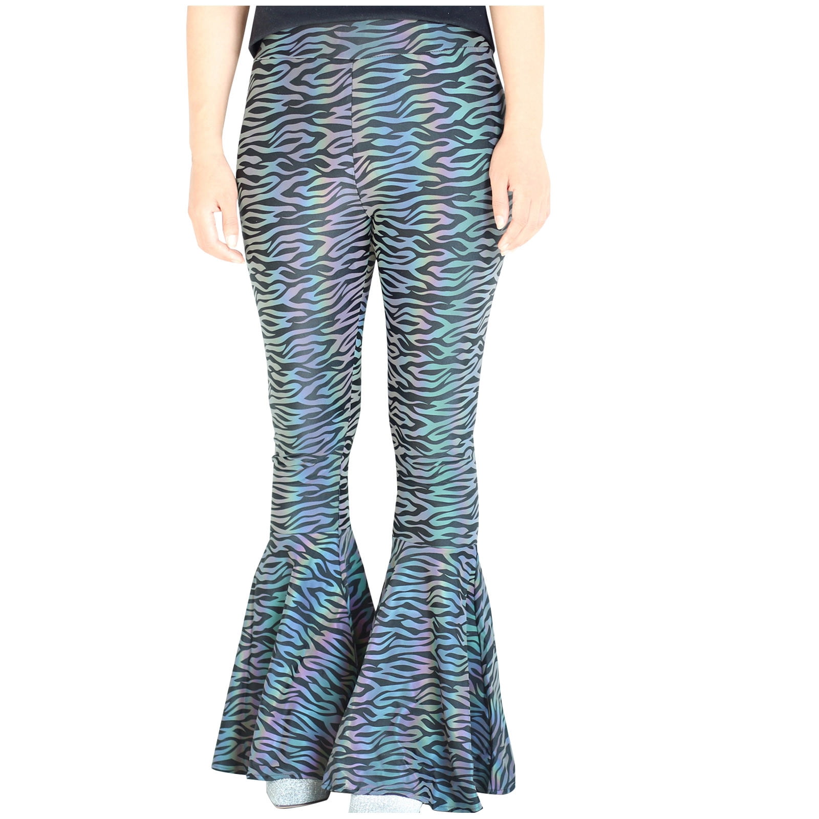 Women's Rave Reflective Pants Night Club Party Trouser Metallic Pants ...