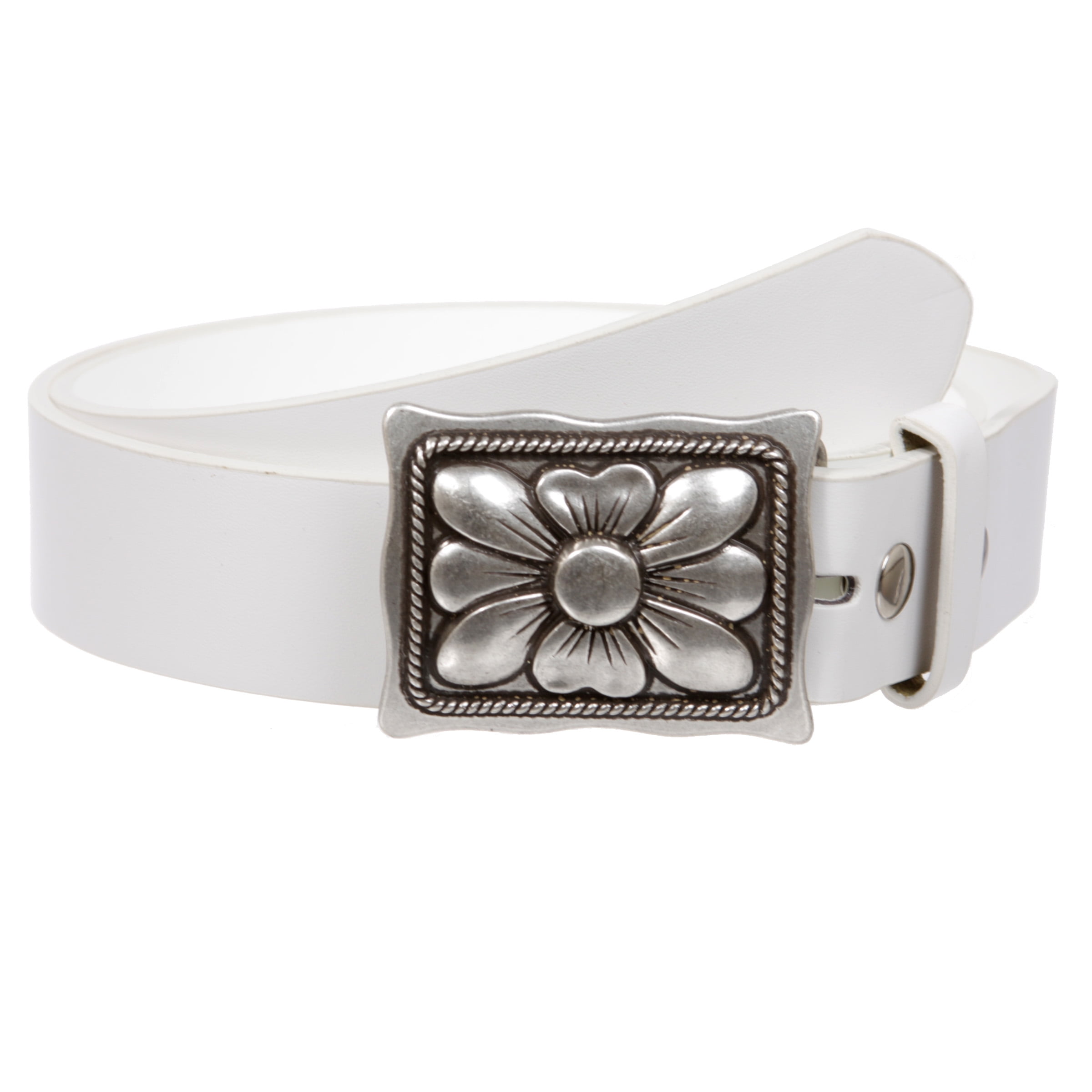 Women's Rectangular Western Floral Buckle with Snap on Belt - Walmart.com