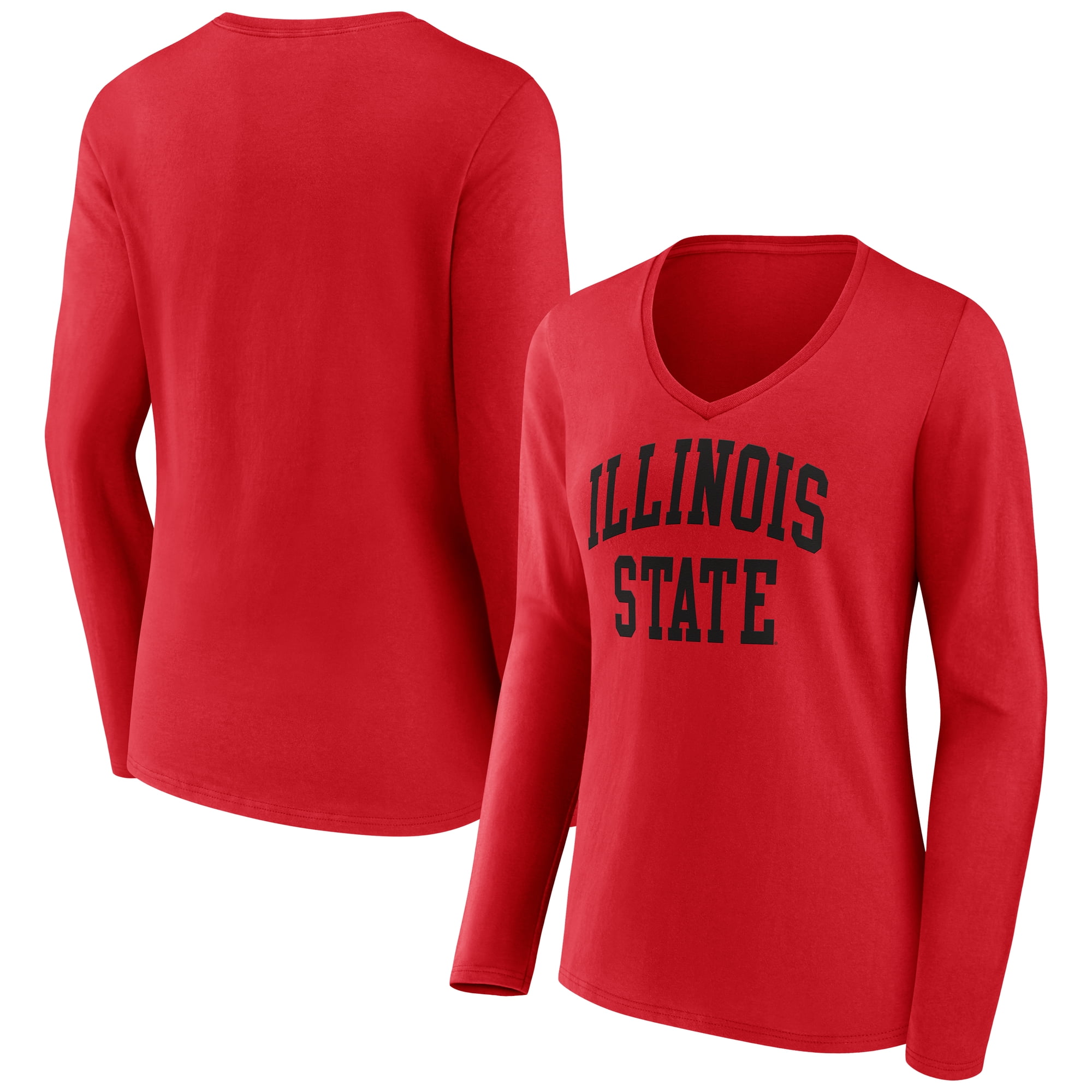 Women's Red Illinois State Redbirds Arch Long Sleeve V-Neck T-Shirt ...