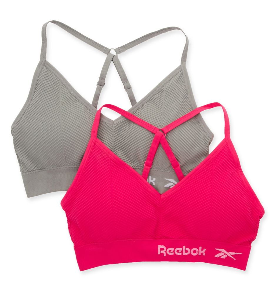 Reebok Seamless Ribbed Bralette, Wireless, Microfiber, Racerback, Pink ...