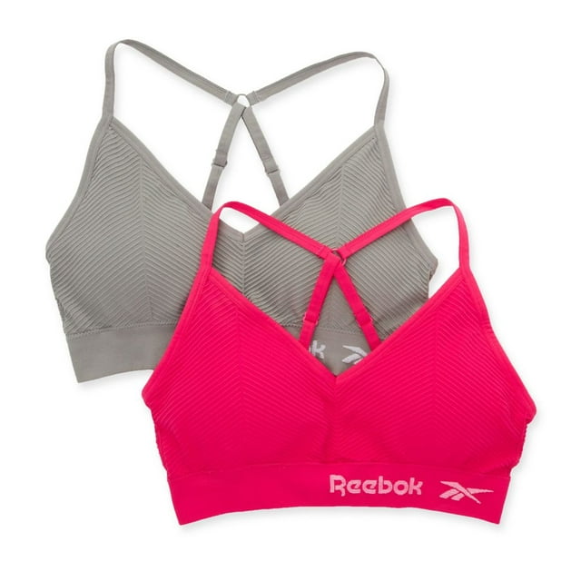 Women's Reebok 33TB94 Seamless Ribbed Bralette - 2 Pack (Pink Yarrow ...