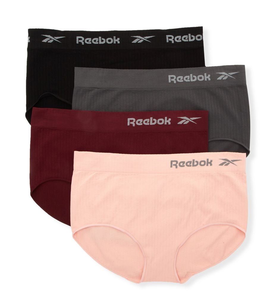 Women's Reebok 33UH293 Seamless Ribbed Brief Panty - 4 Pack (Wine/Pearl ...