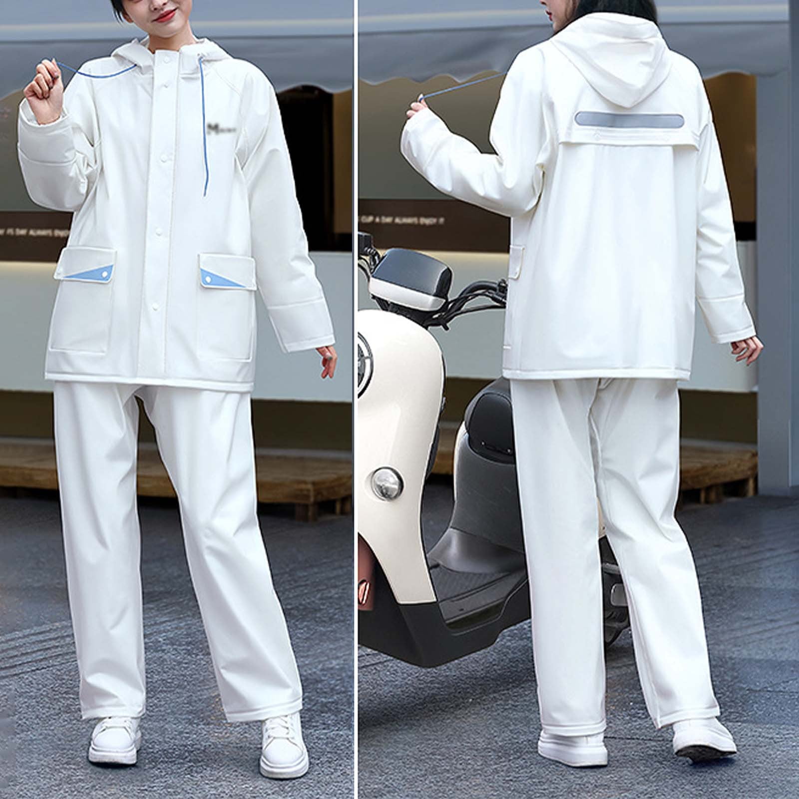 Women's Reflective Cycling Rain Suit Separates Jacket & Pants Set For ...