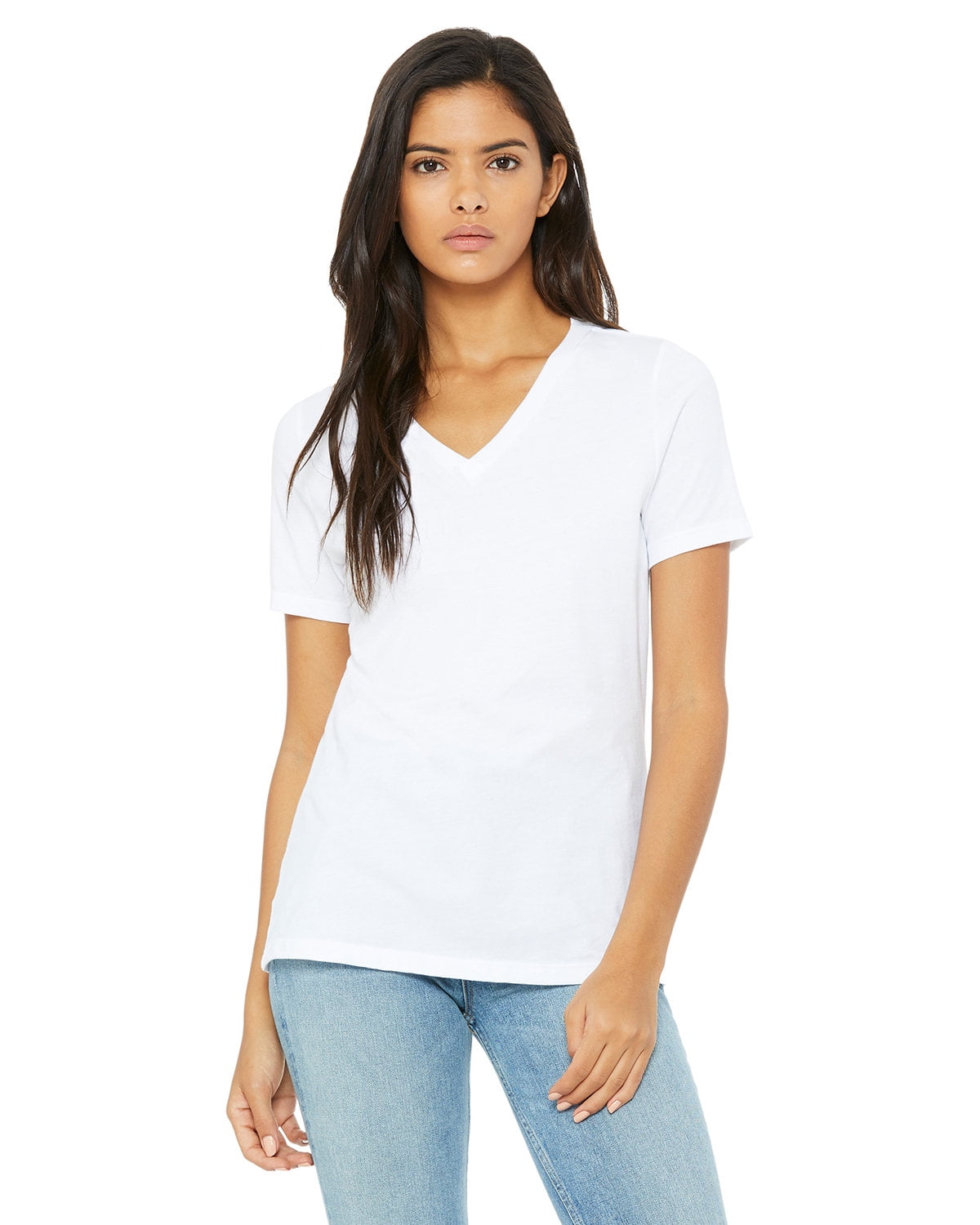 Bella + Canvas Ladies' Relaxed Jersey Short-Sleeve V-Neck T-Shirt ...