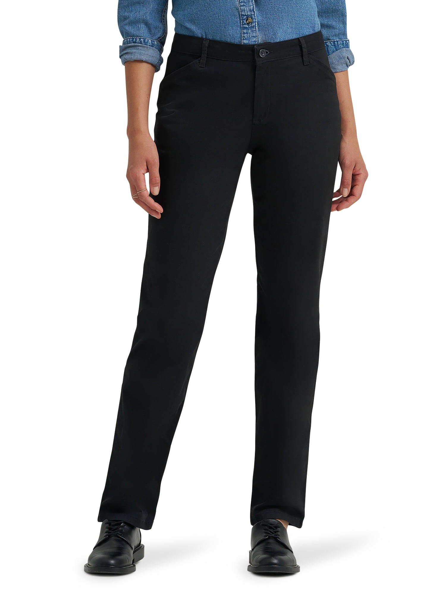 Lee Women's Relaxed Fit Straight Leg Pant, Comfortable Waistband, Soft ...