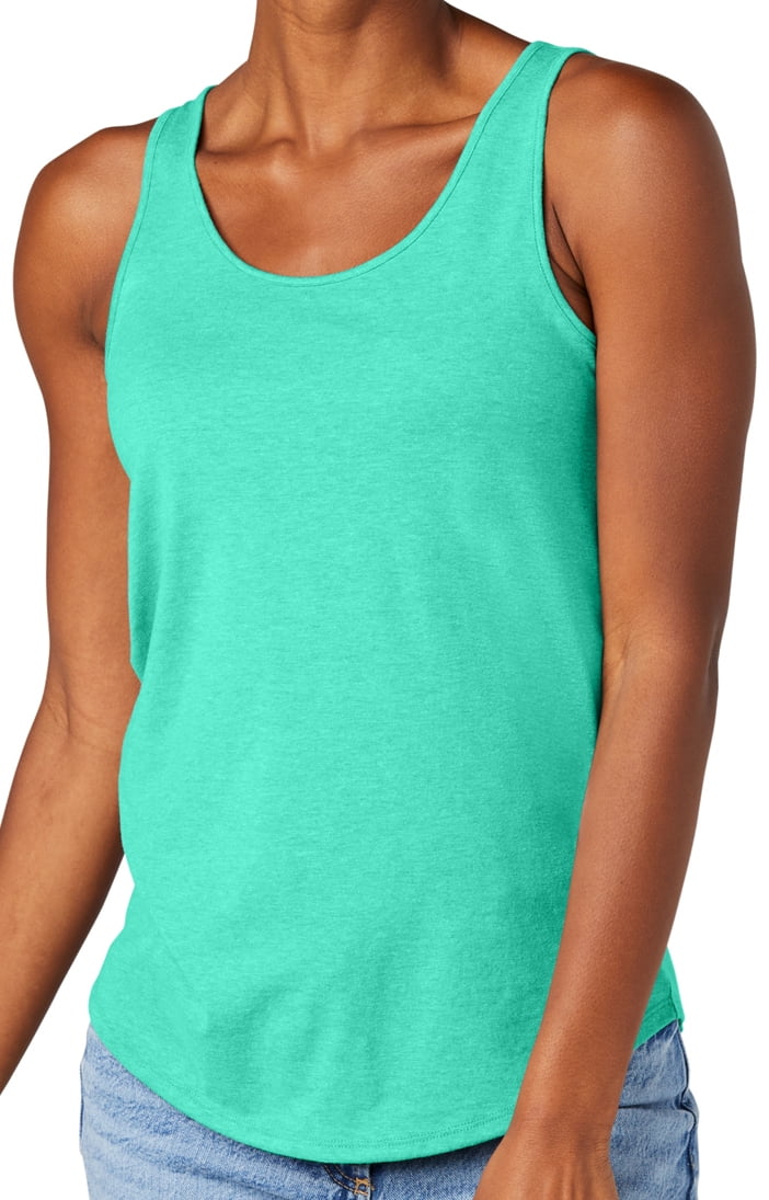 Women's Relaxed-Fit TriBlend Moisture-Wicking Yoga Tank Top, XL Aqua ...