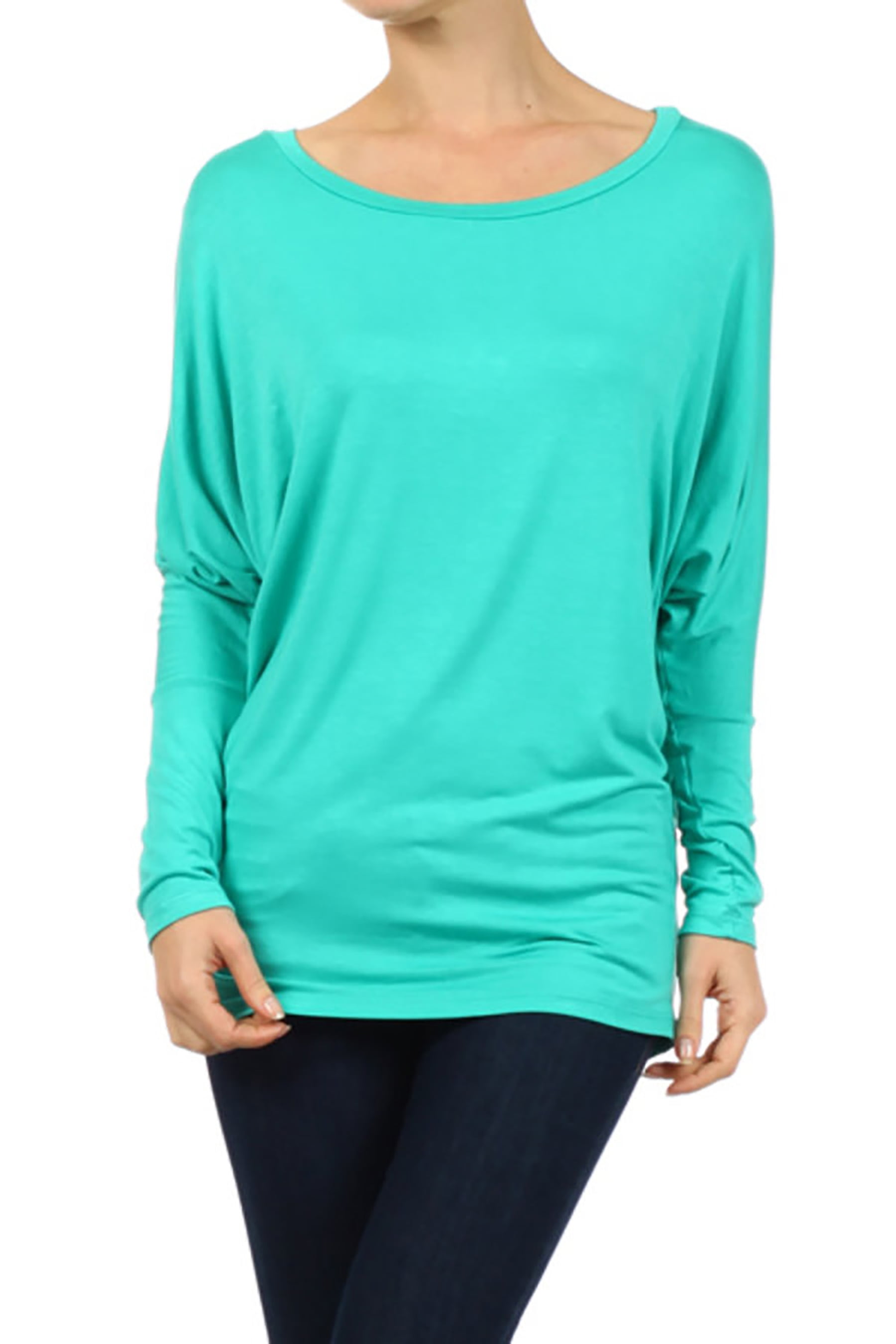 Moa Collection Women's Relaxed Fit Tunic Top Dolman Sleeve Knit Casual ...