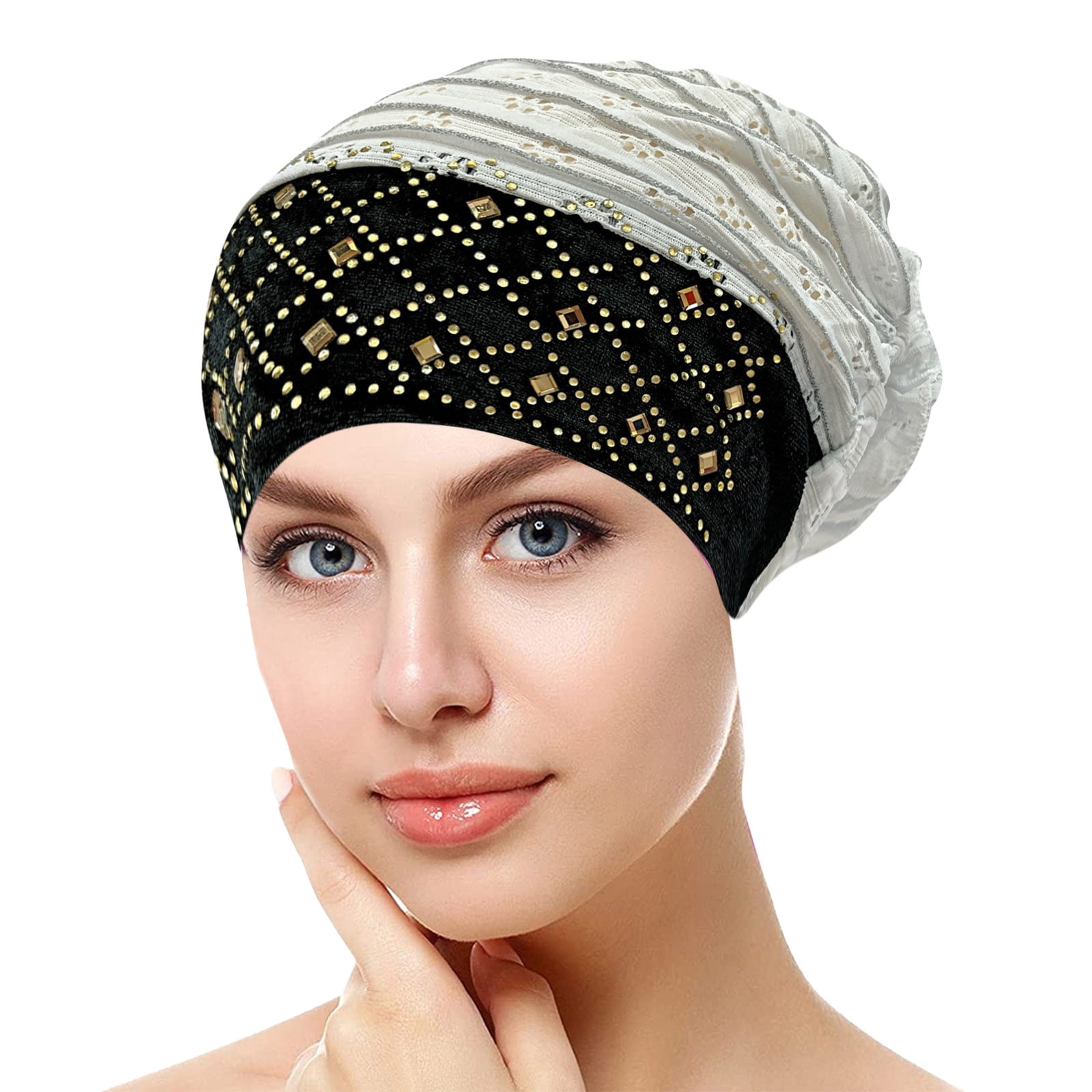 Women's Retro Diamond Graphic Patchwork Hood Cap, Fashionable Cut-Out ...