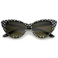 Womens Retro Polka Dot Oversize Cat Eye Sunglasses 50mm Black White